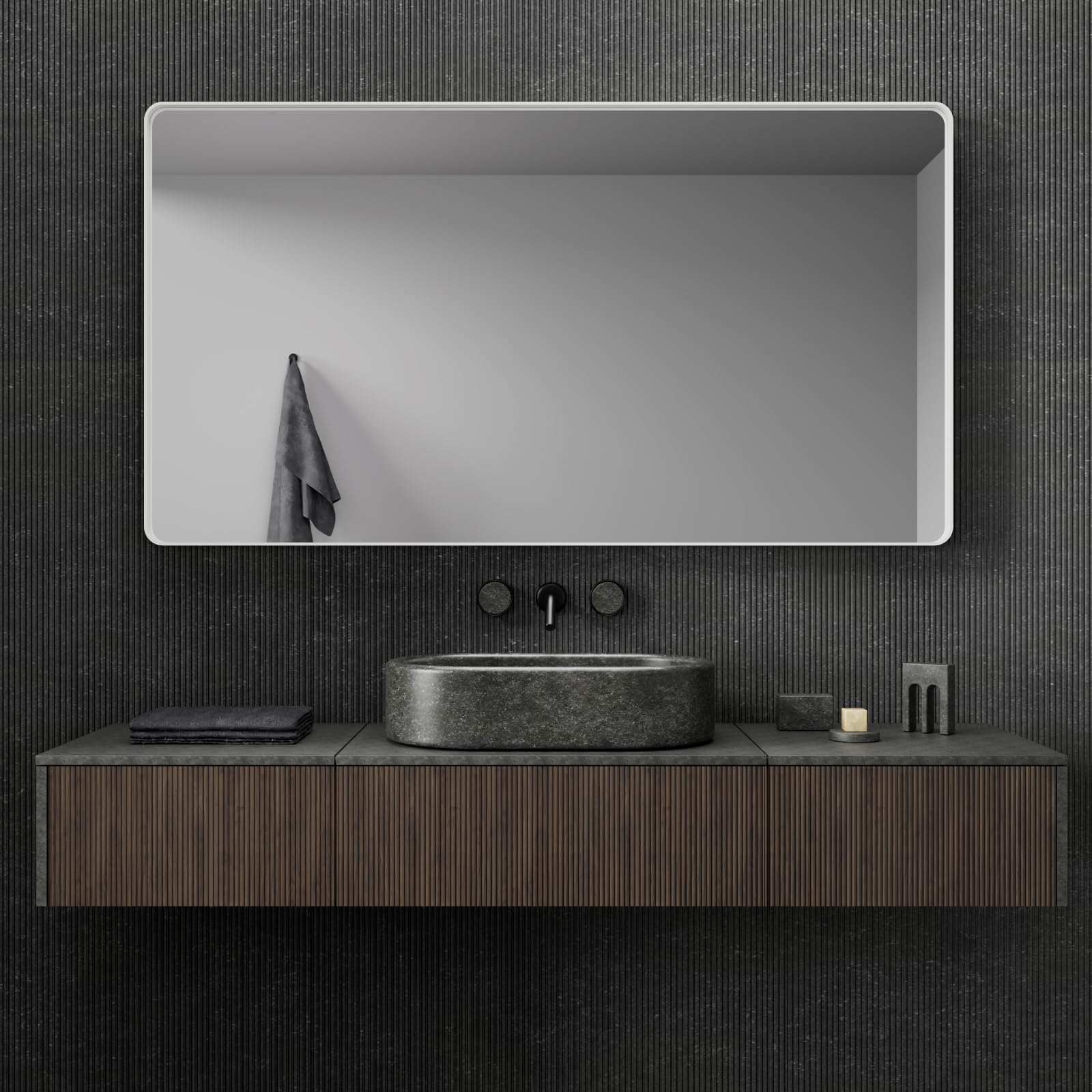 Amazon.com: JISOSO White Bathroom Mirror, 55x36 Inch, White Metal ...