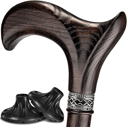 Amazon.com: Asterom Handmade Walking Cane with 2pcs Wide Base Rubber ...