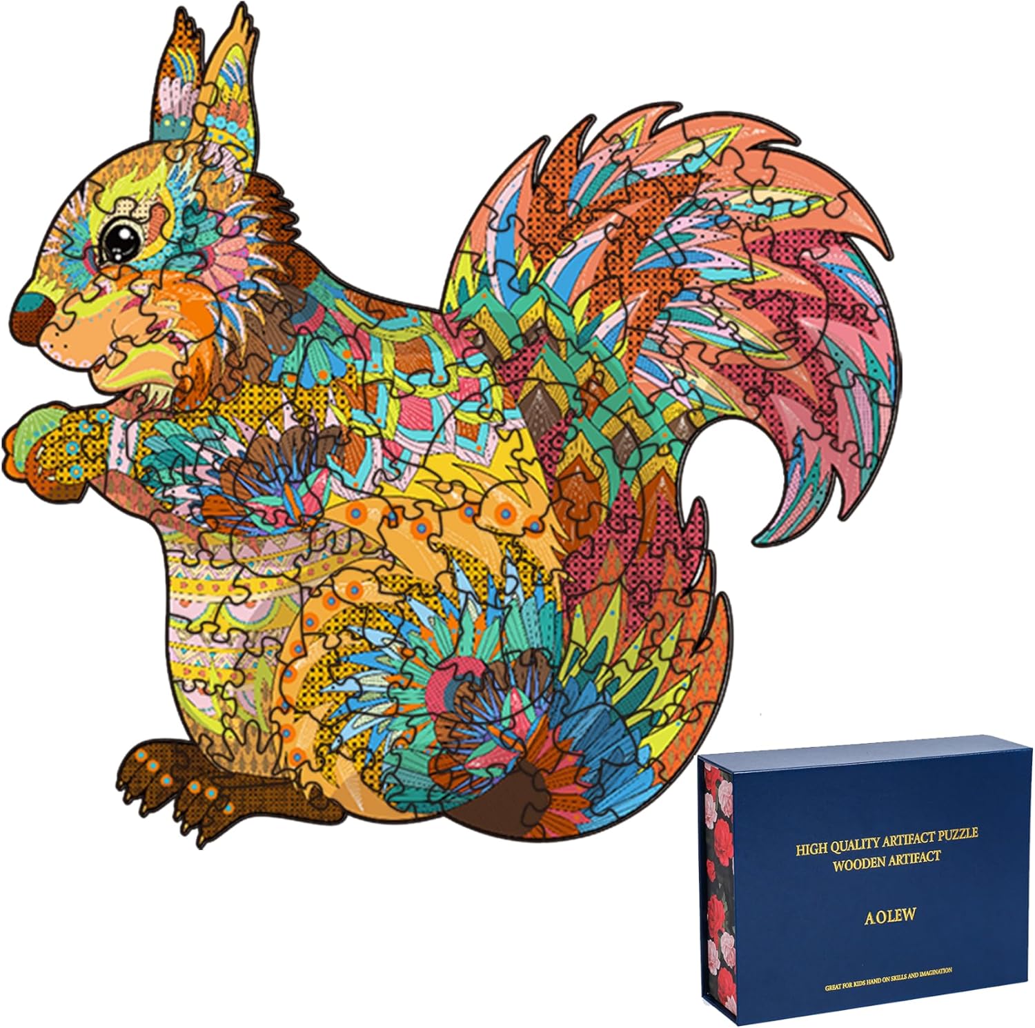 Amazon.com: AOLEW Wooden Jigsaw Puzzles - Squirrel(100 pcs) Gift ...