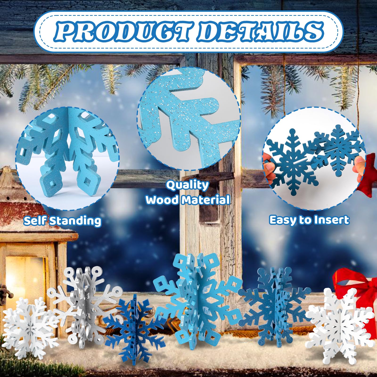 Snapklik.com : 6 Set Snowflake Christmas Table Decorations - 12pcs Blue ...