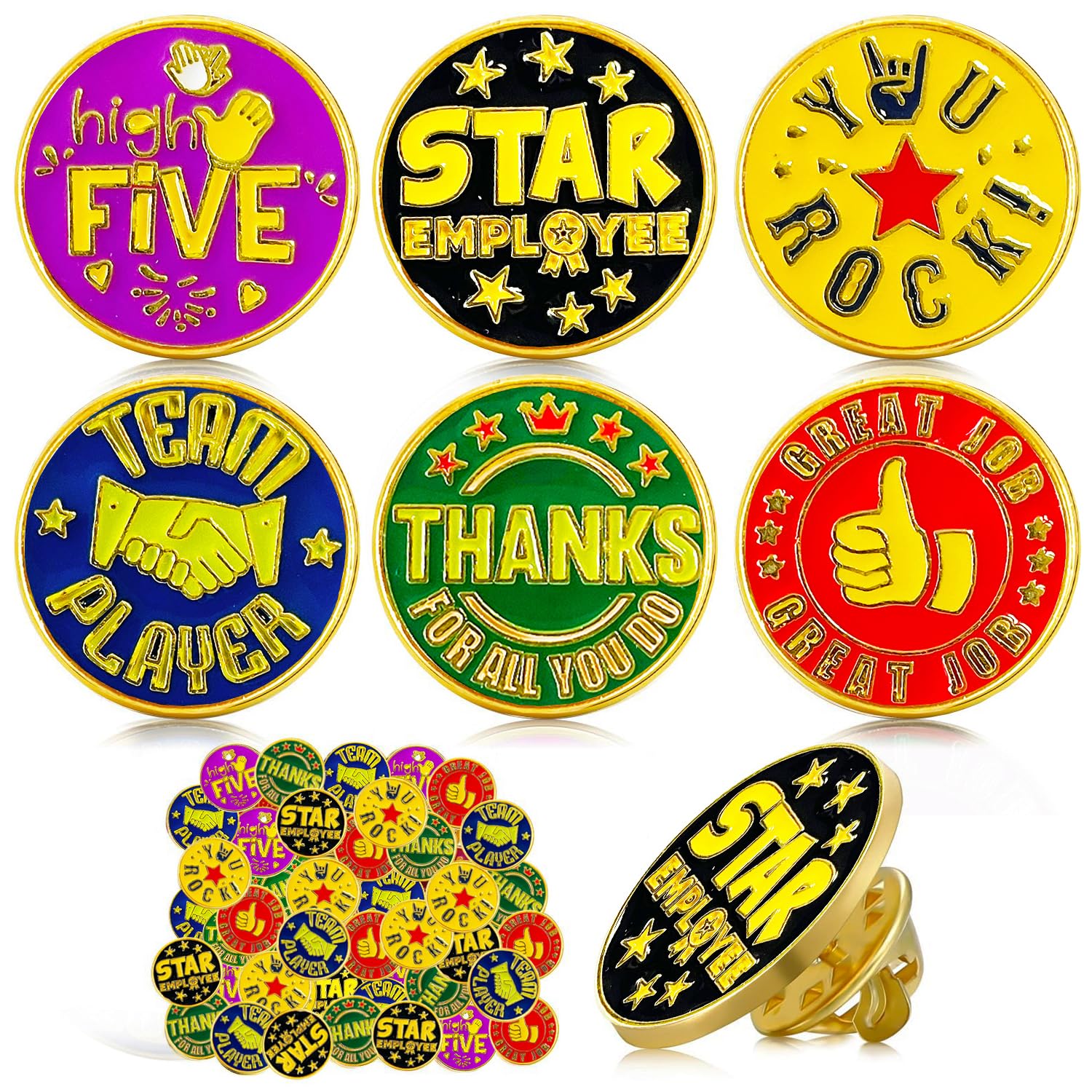 Snapklik.com : 48 Pcs Recognition Pins Employee Of The Month Lapel Pin 3/4 Inch Employee ...