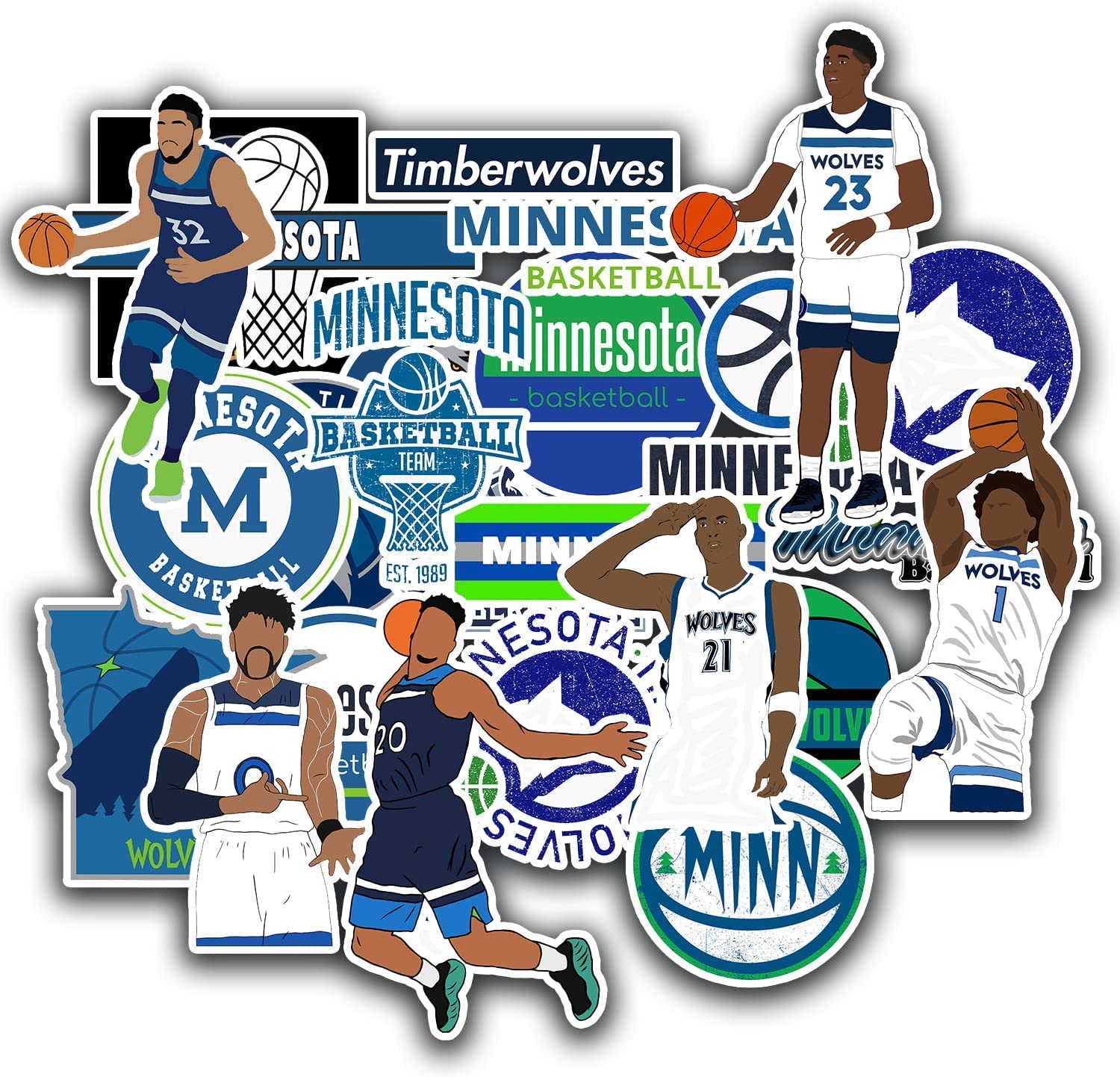 Amazon.com: 30 PCS Minnesota Stickers Vinyl Timberwolves Stickers Pack ...