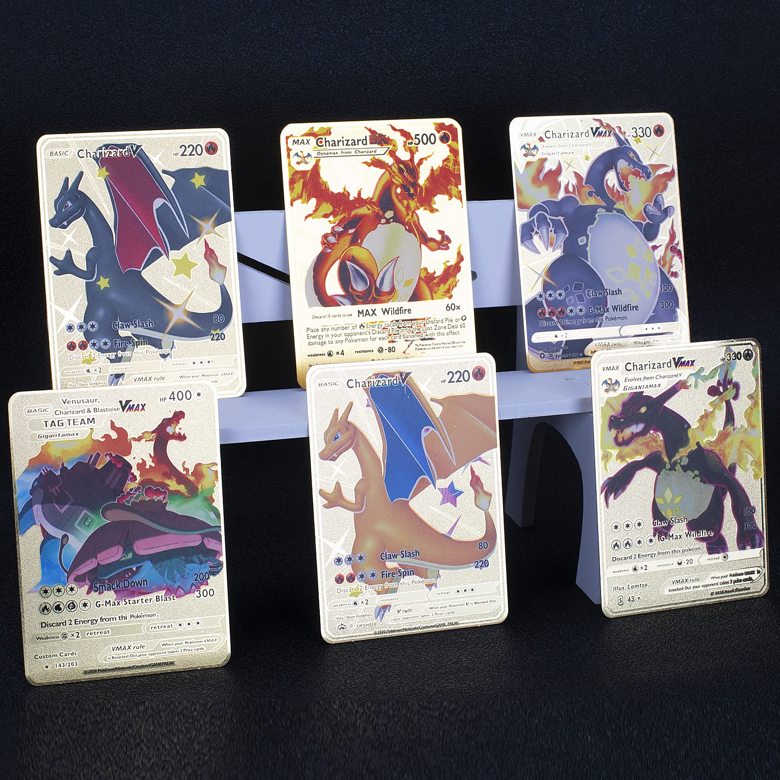 6 Pcs Charizard Figure Vmax DX GX Metal Gold Plated Card,Collector Rare ...