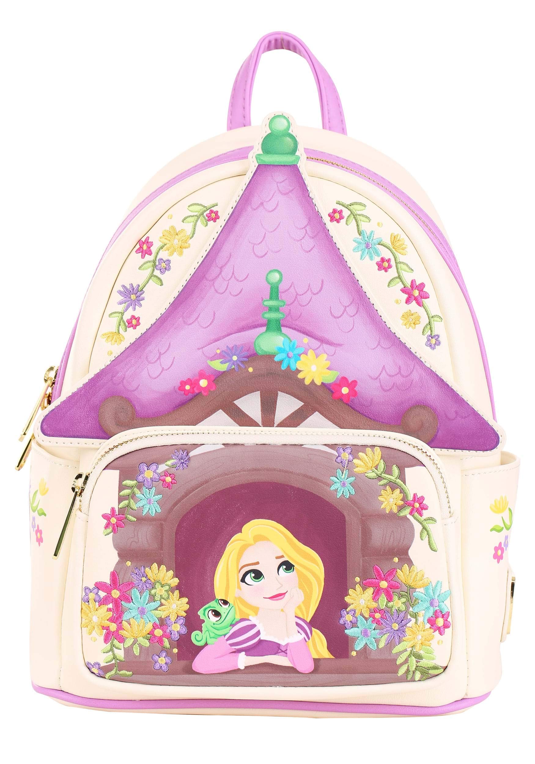 Amazon.com: Loungefly Disney Tangled Tower Scene Womens Double Strap ...