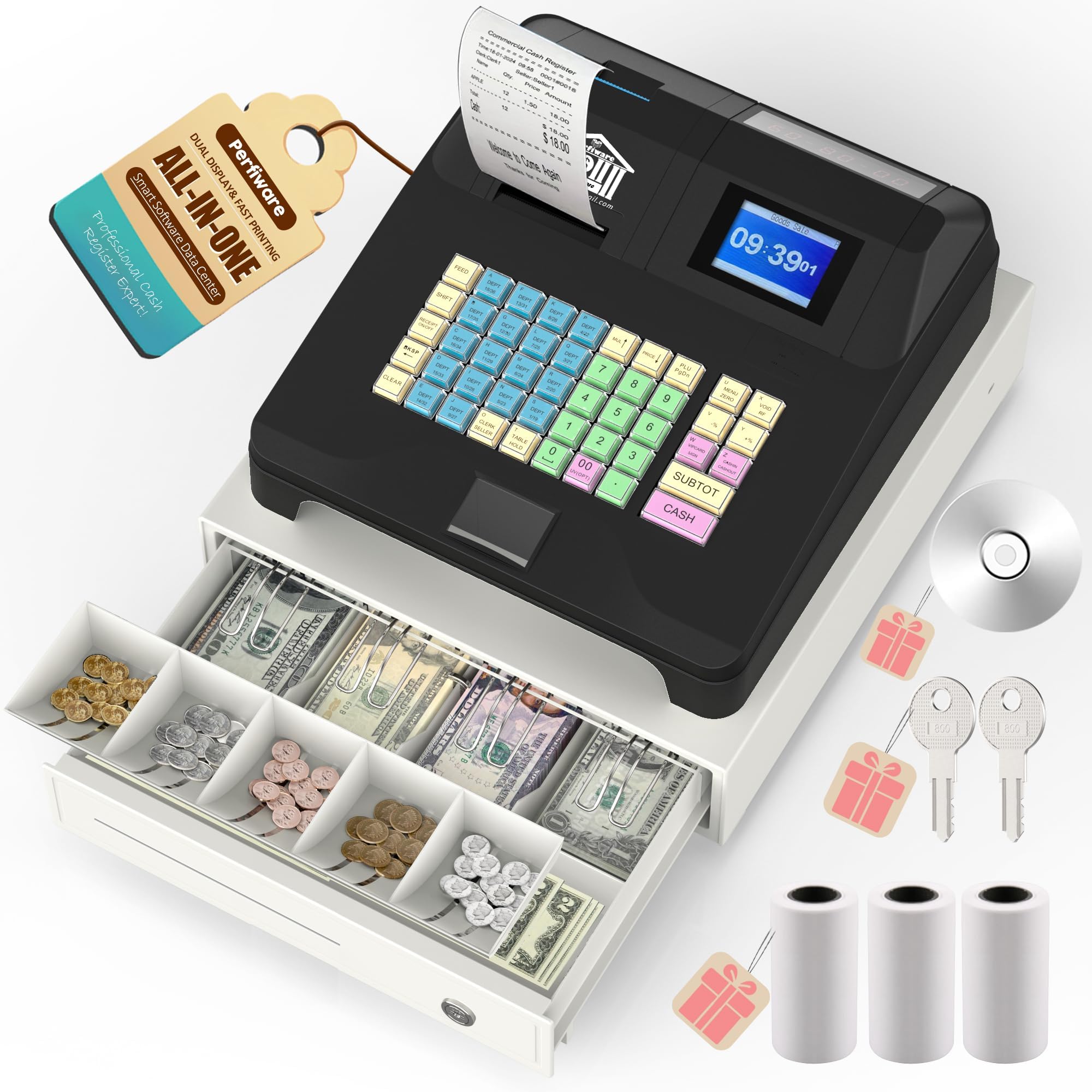 Amazon.com: Perfiware Cash Register for Small Businesses with Cash ...