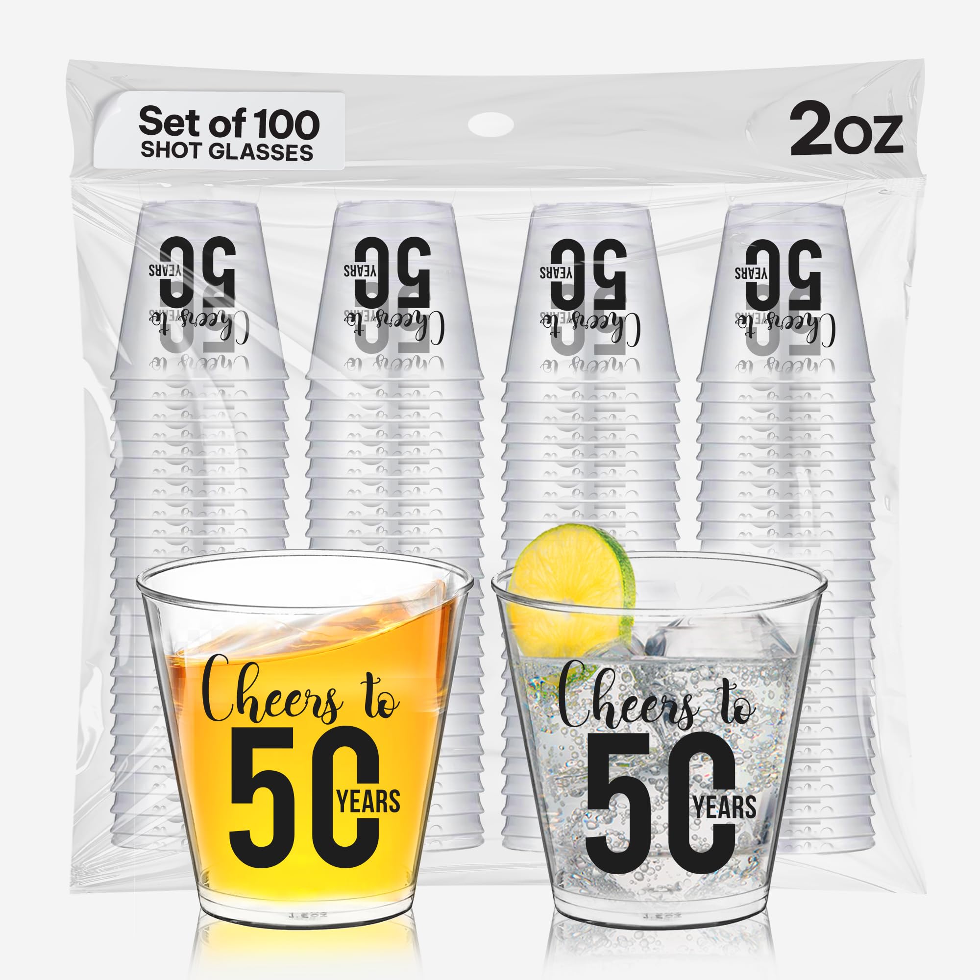 Amazon.com | Cheers to 50 Years Shot Glasses – 100 PCS, 2oz Disposable ...