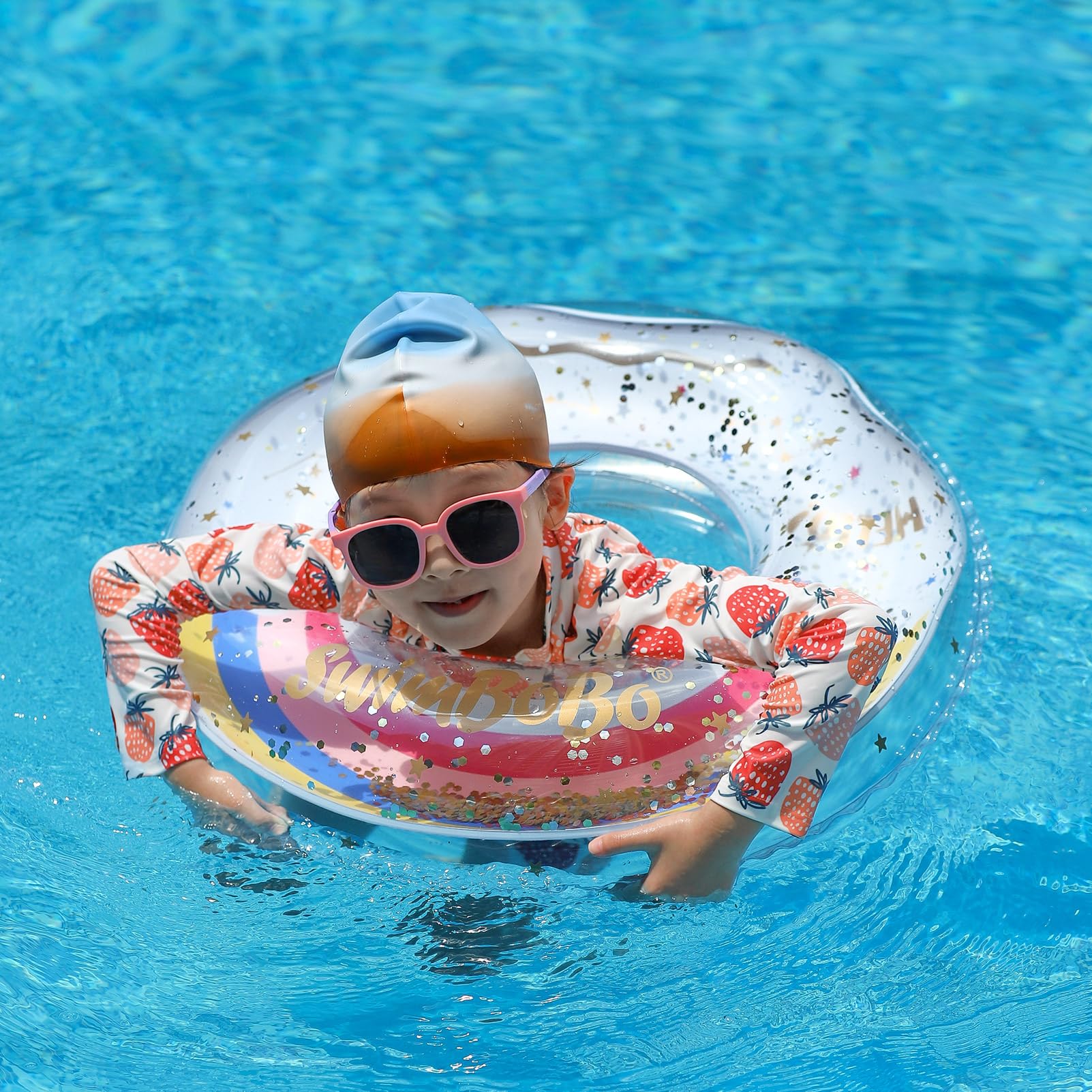 Snapklik.com : Swimbobo Inflatable Pool Floats For Kids,Rainbow Sequin ...