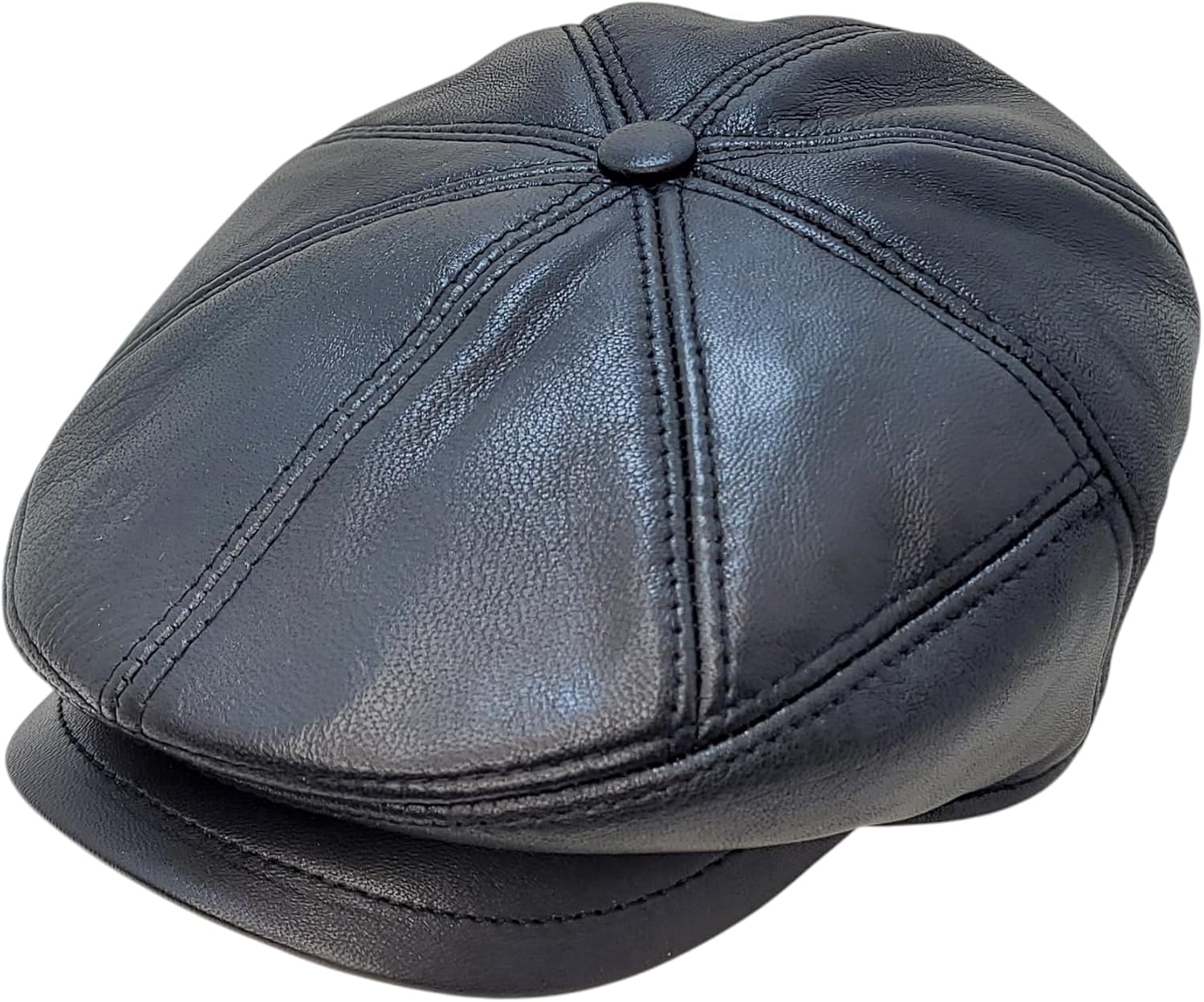 Leather Newsboy Cap for Men - Vintage Classic 8 Panel Cabbie Hat ...