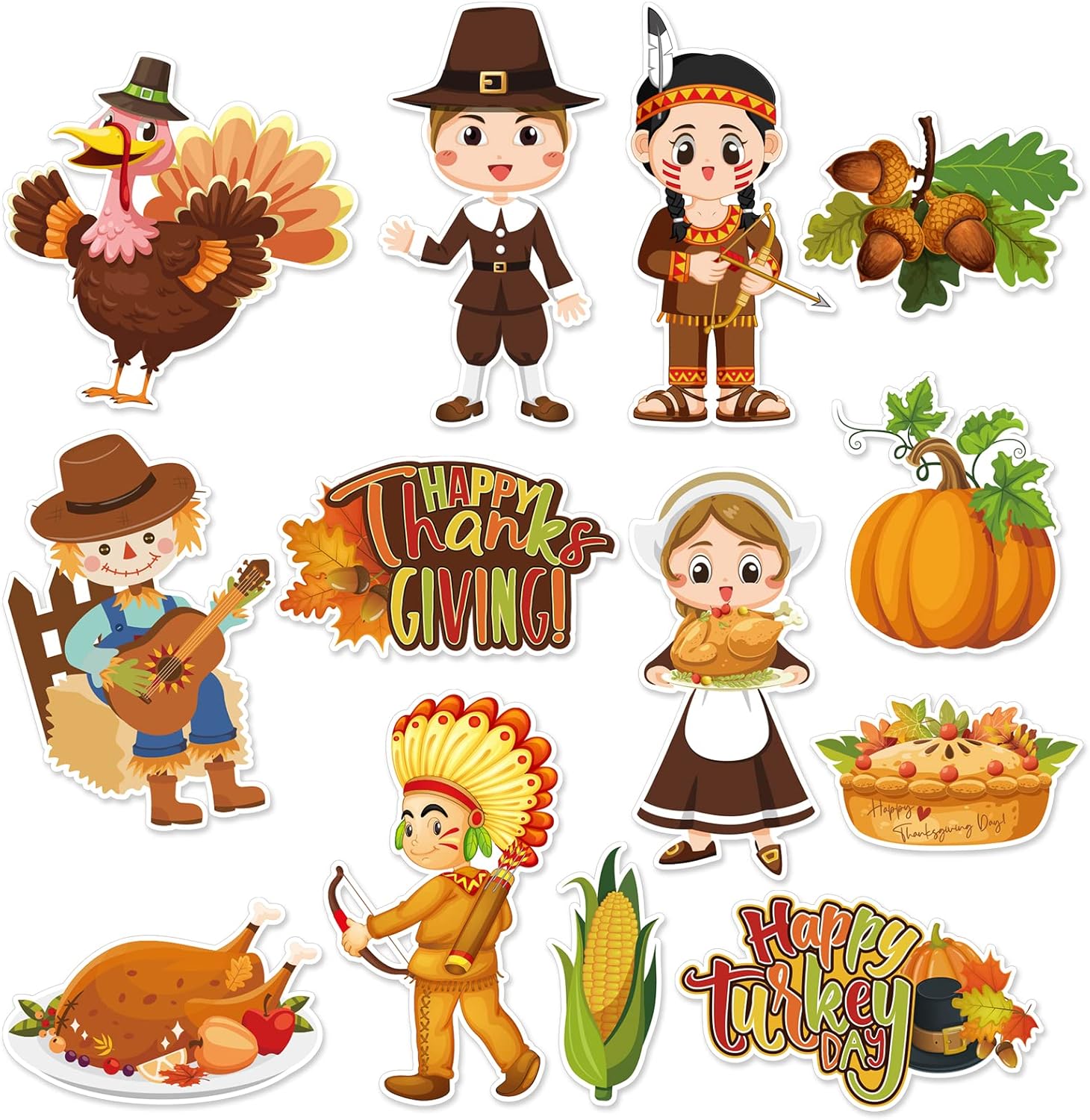Amazon.com: Whaline Thanksgiving Indian Cutouts Happy Thanksgiving ...