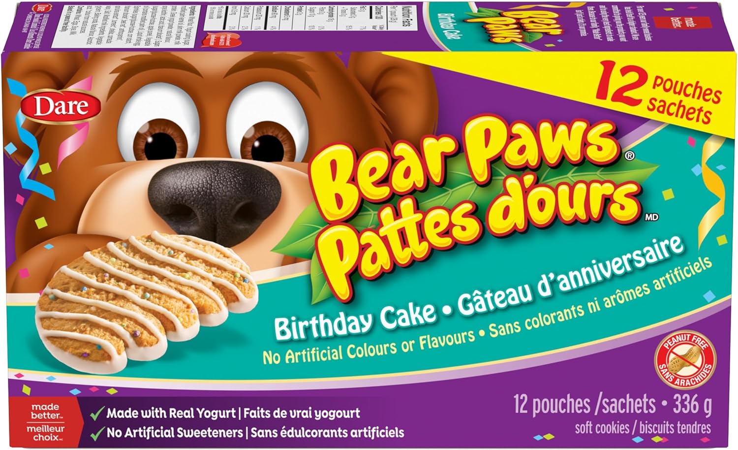 Bear Paws Birthday Cake Cookies - Soft, Yogurt-Based Snack