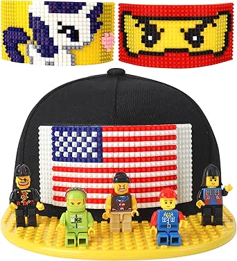 Amazon.com: Yanscian Snapback Hat Flat Bill Baseball Cap Building Block ...