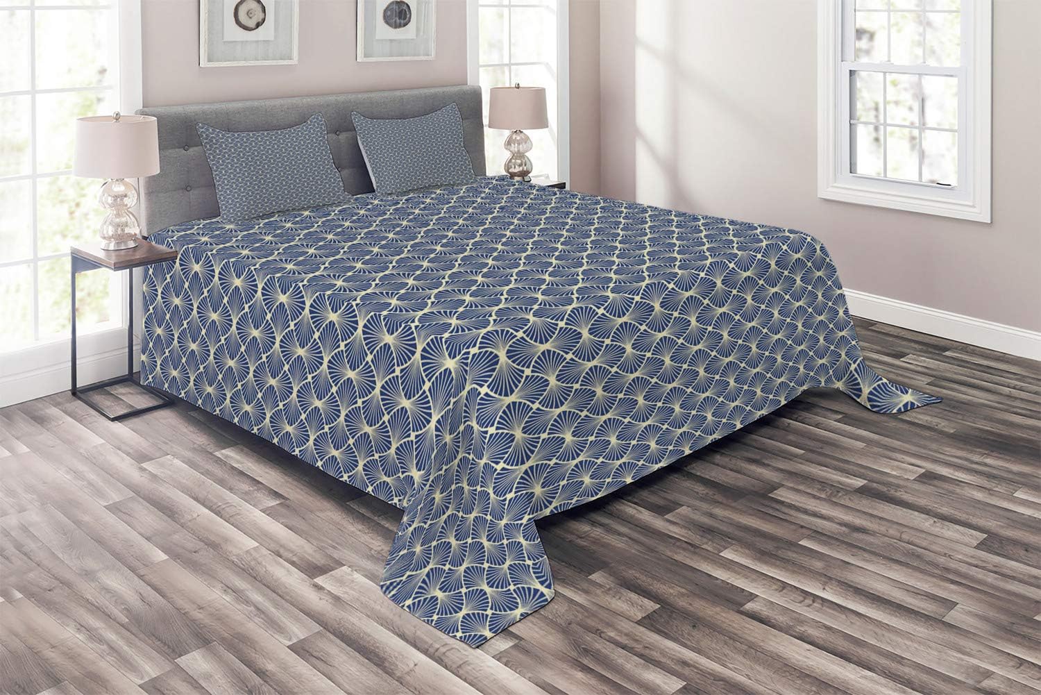 Amazon.com: Lunarable Art Deco Coverlet, Abstract Symmetrical Marine ...