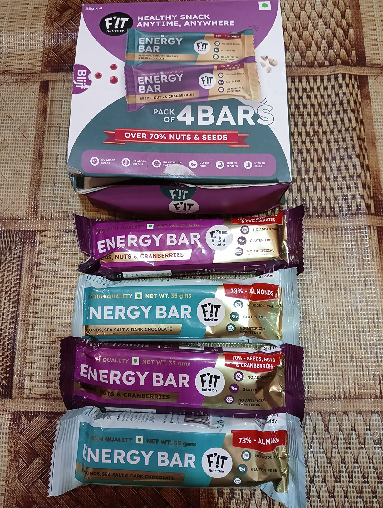 FIT Nutrition Protein Rich Energy Bars | Pack Of 4 X 35g | With 70% ...