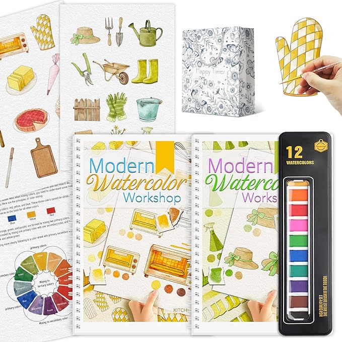 Amazon.com: 2Pcs Watercolor Workbook with Step by Step for Beginner ...