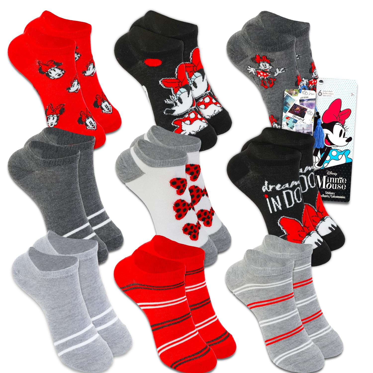 Amazon.com: Minnie Mouse Sock Set - Bundle of 9 Pairs of Disney No Show ...