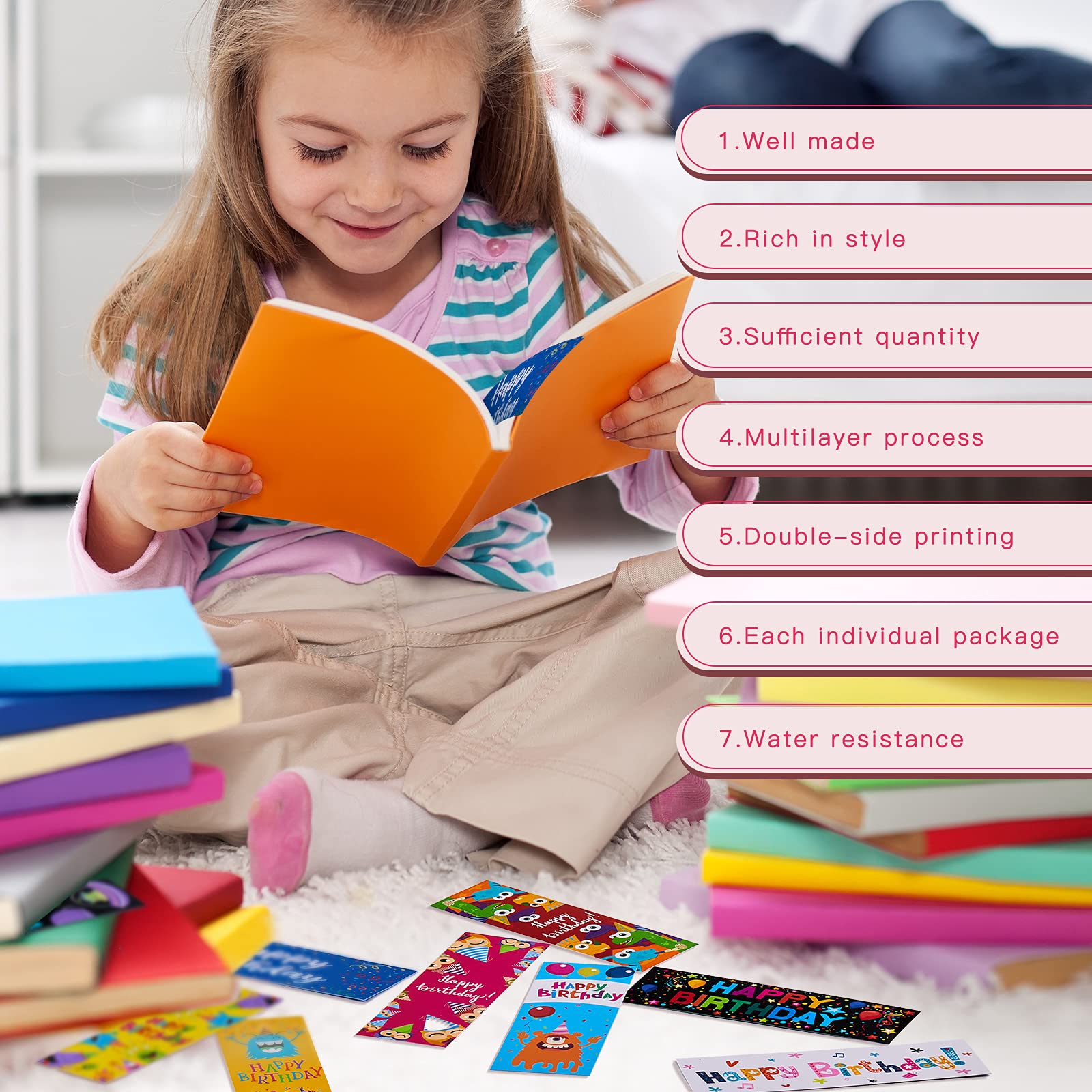 Snapklik.com : 100 Pieces Happy Birthday Bookmarks Laminated ...