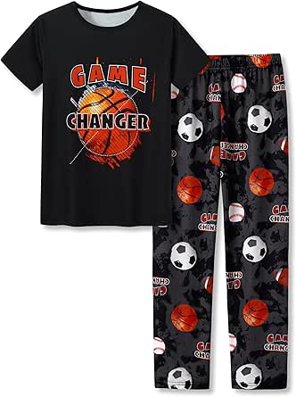 Amazon.com: Beezizac Little Big Boys Pajamas Cozy Short Sleeves & Pants Cool 2-Piece PJ Set Kid ...