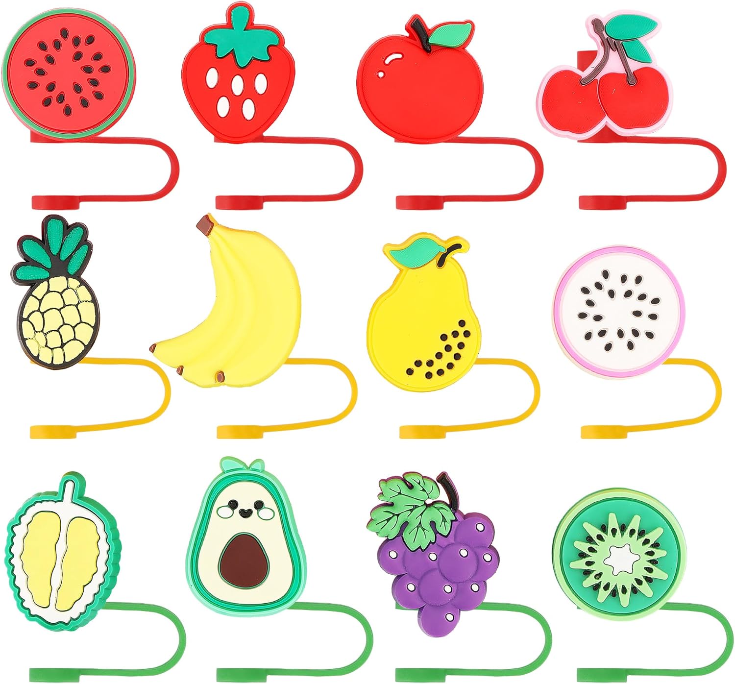 Amazon.com: Mortd 12Pcs Fruit Theme Straw Covers Cap, Avocado Pineapple ...
