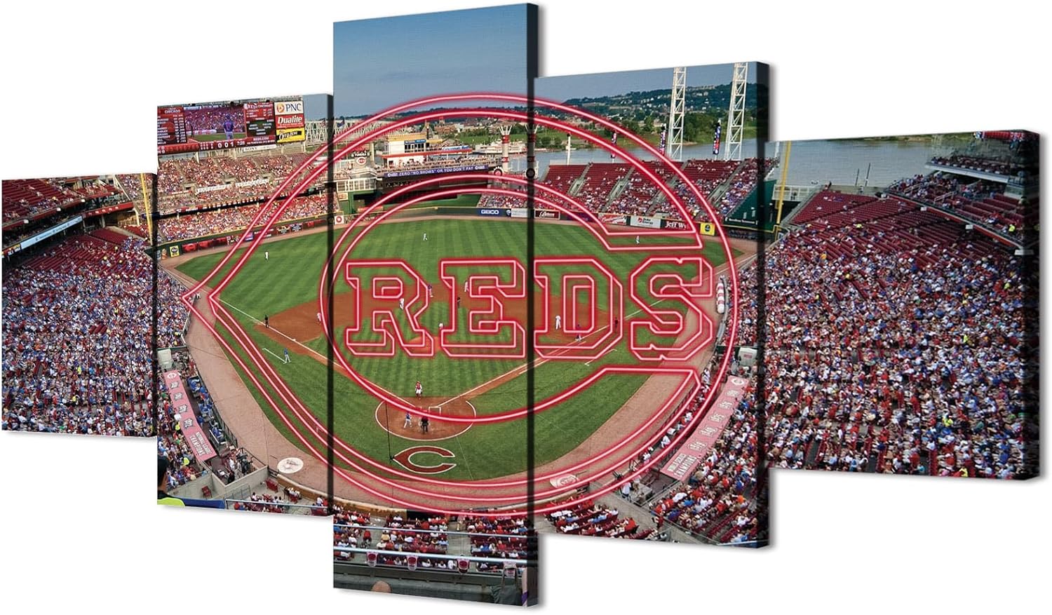 Amazon.com: Cincinnati Baseball Stadium Panoramic With Reds Neon effect ...