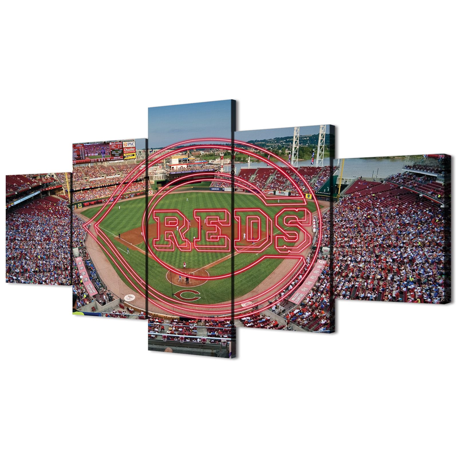 Amazon.com: Cincinnati Baseball Stadium Panoramic With Reds Neon effect ...