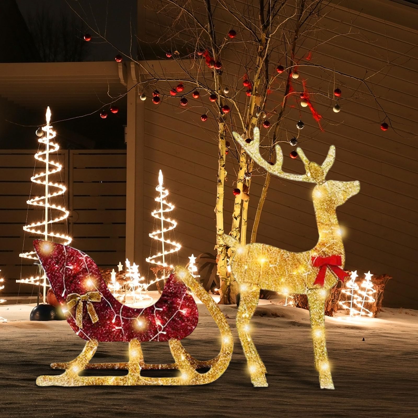 Reindeer Christmas Decor Outdoor Decorations, Reindeer Yard Lighted ...