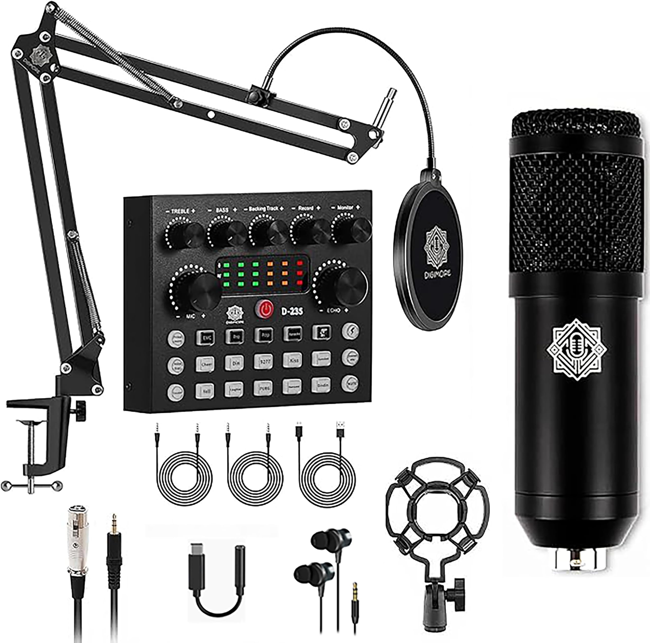 Amazon.com: DIGIMORE Podcast Equipment Bundle, BM-800 Recording Studio ...