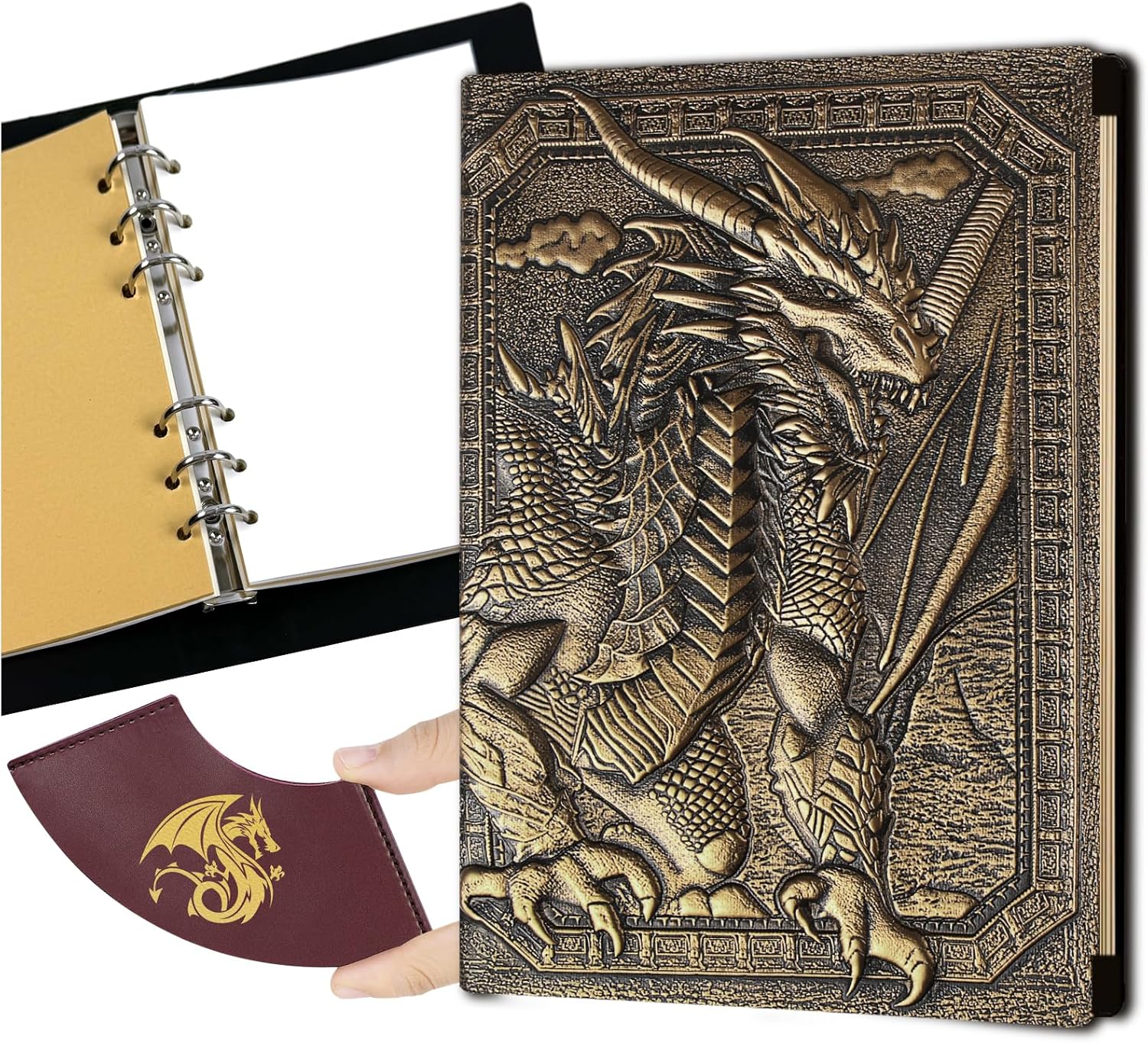 Amazon.com : DDFE DND Dragon Binder Journal Leather Notebook for ...