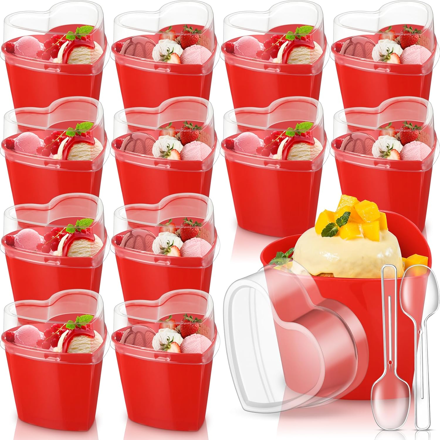 Amazon.com | Sliner 12 Pack Valentine‘s Day Heart Shaped Dessert Cups ...