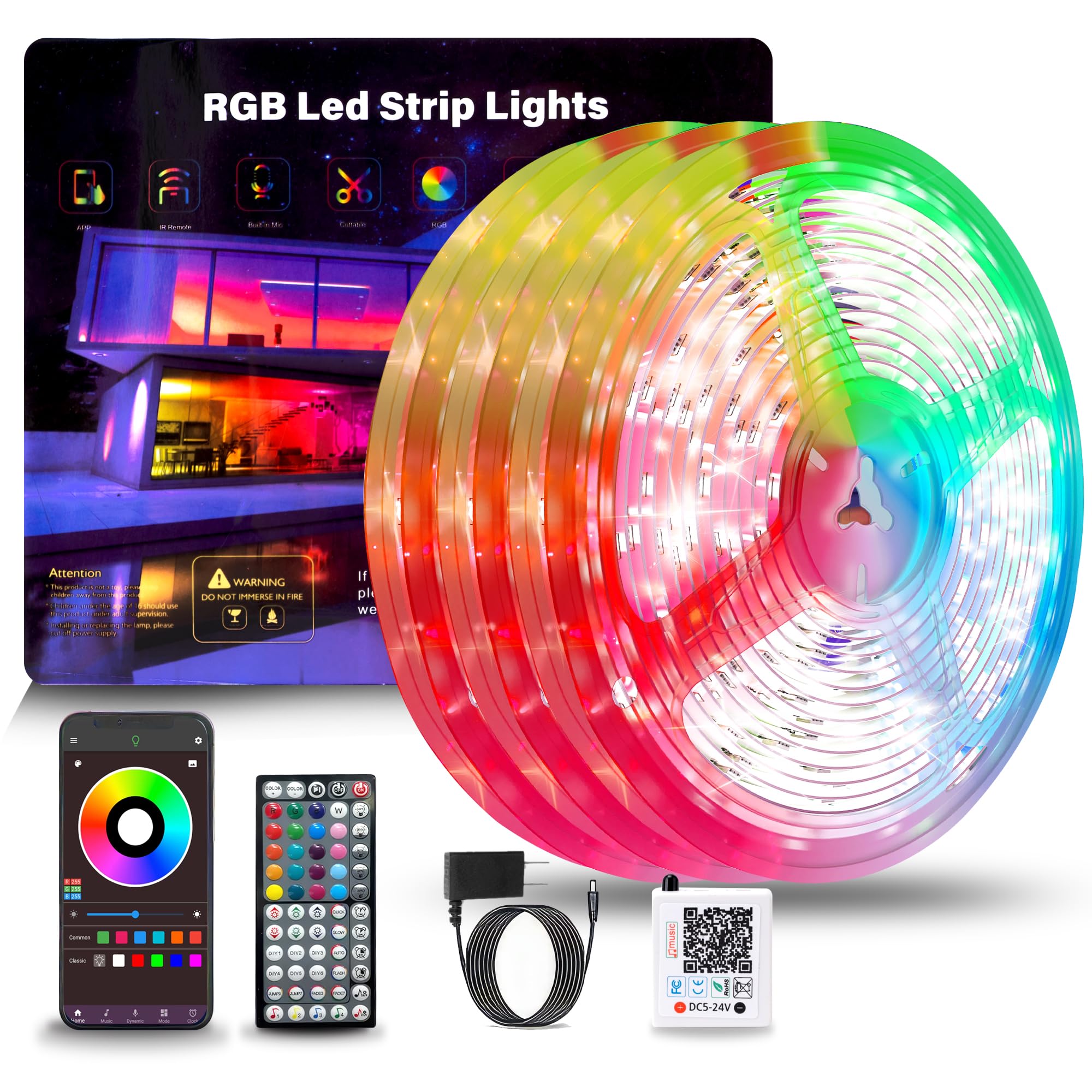 Amazon.com: NBBUFF LED Lights for Bedroom 300FT, RGB LED Strip Lights ...