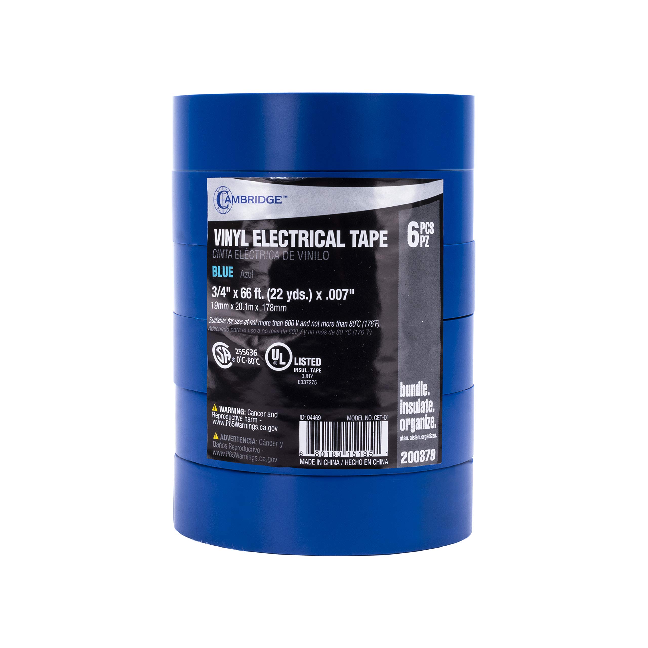 Snapklik.com : Cambridge 6-Pack Blue Electrical Tape 3/4-in X 66-ft