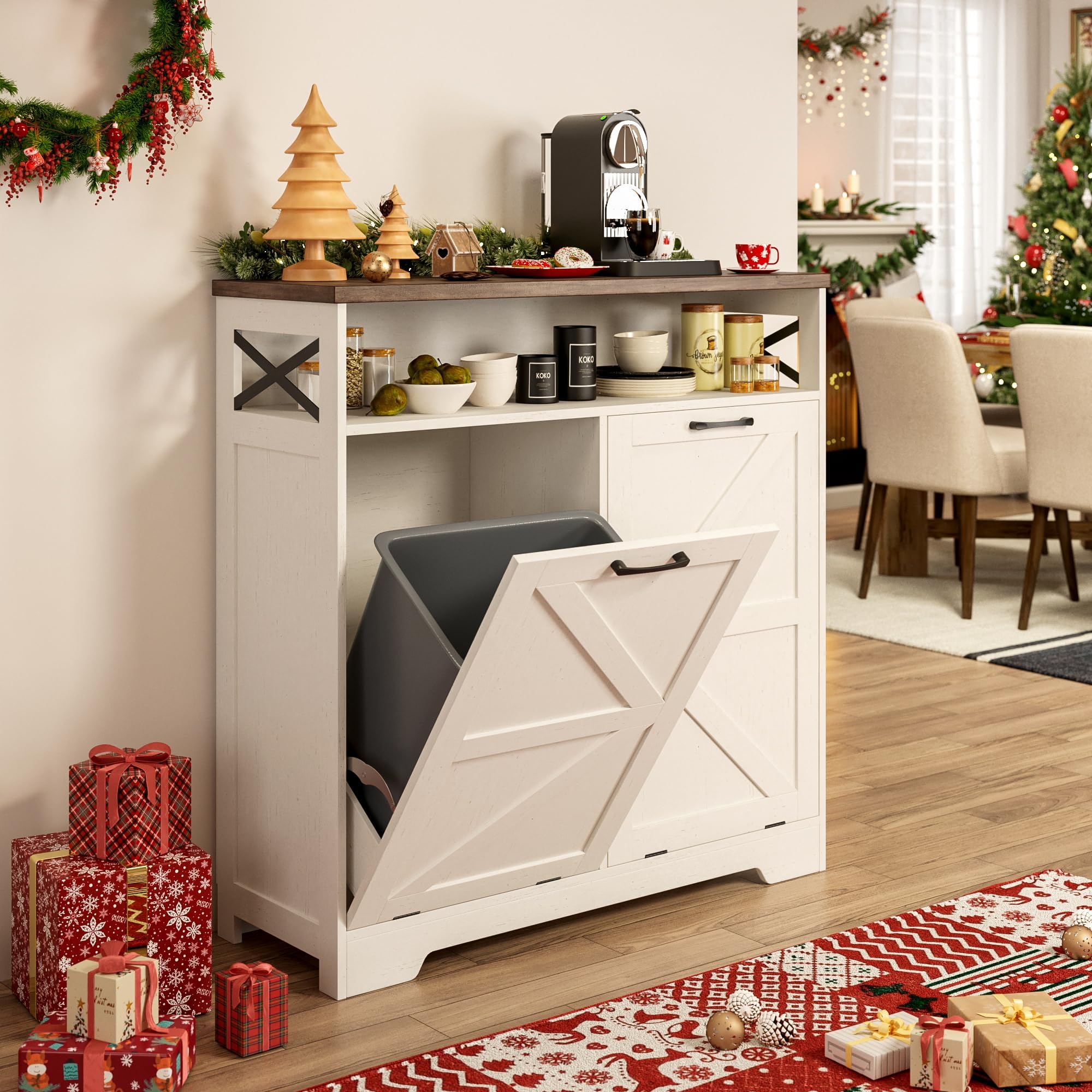 Amazon.com: SUCXDZQ Double Tilt Out Trash Cabinet, Farmhouse Style ...