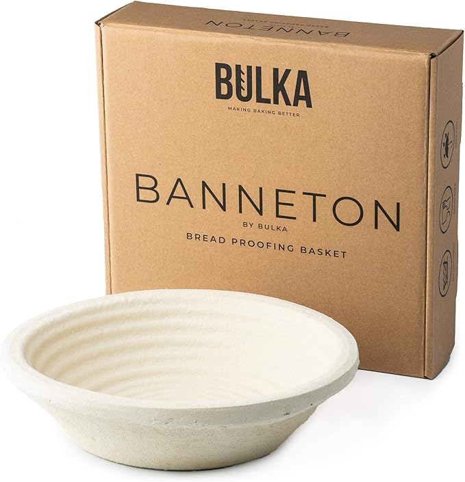 Amazon.com: Bulka Large Round 9" 1kg Groove Banneton Bread Proofing ...