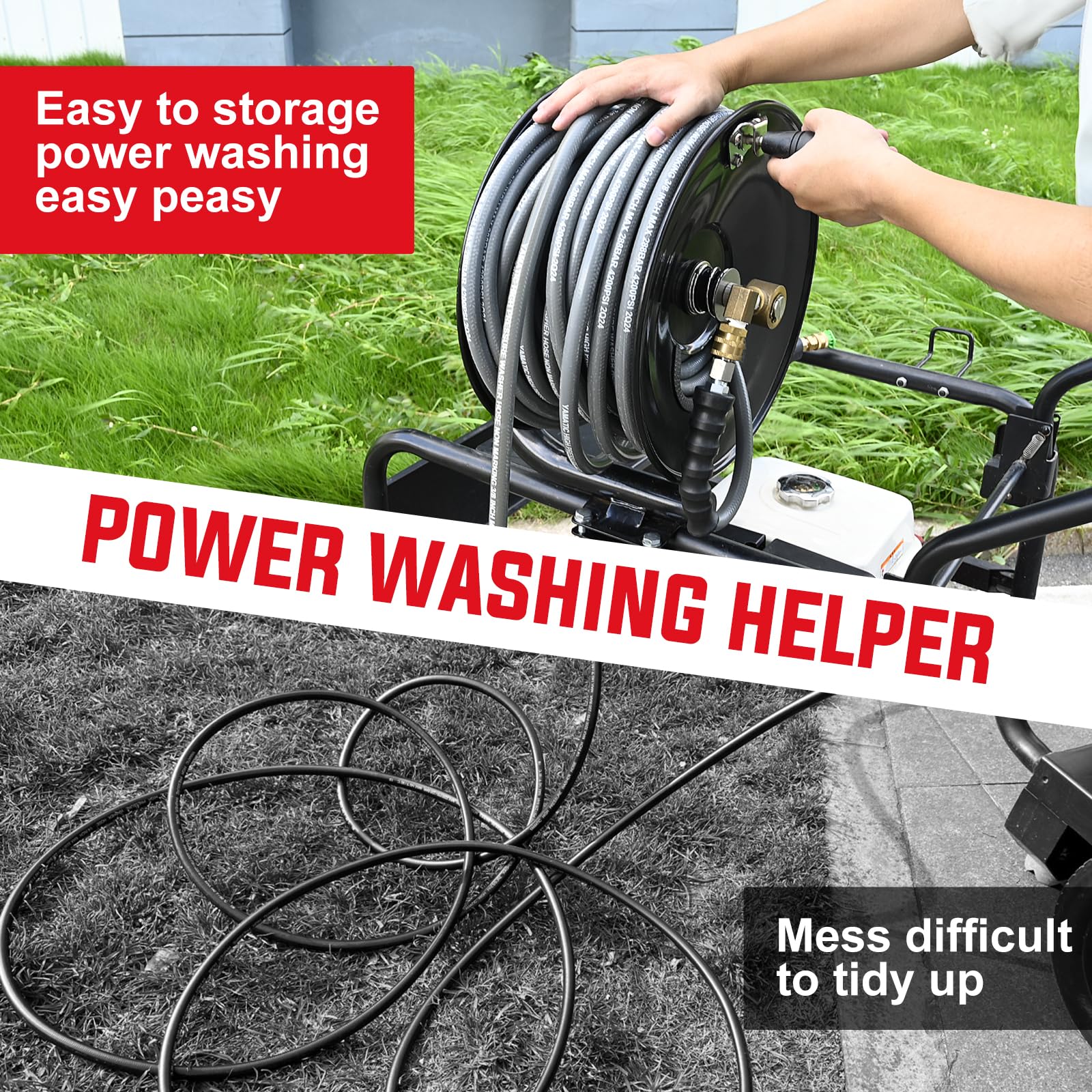 Snapklik.com : YAMATIC Pressure Washer Hose Reel 150 Ft