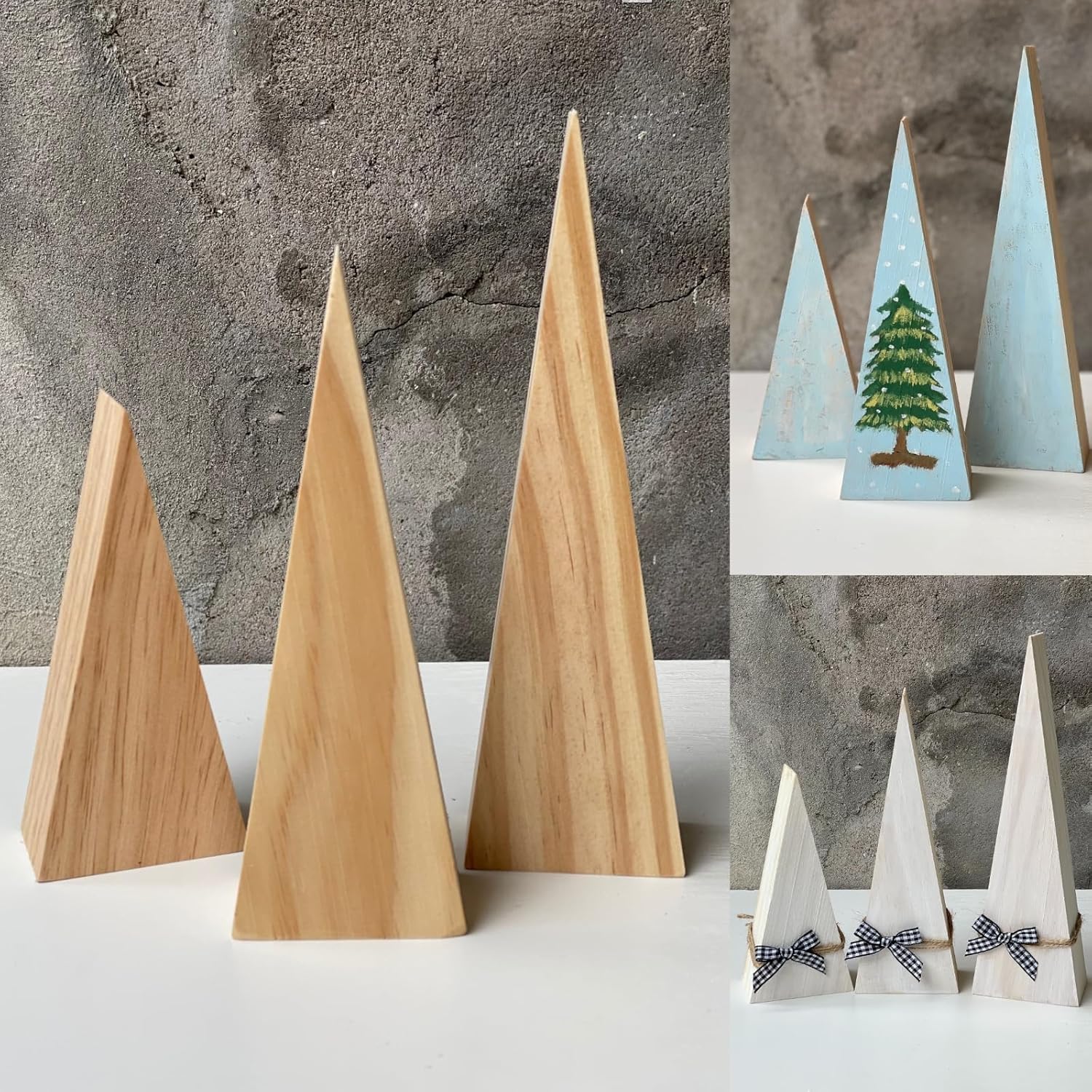Amazon.com: LASTINGTAILS unpainted Wood Christmas Trees, Small Wooden ...