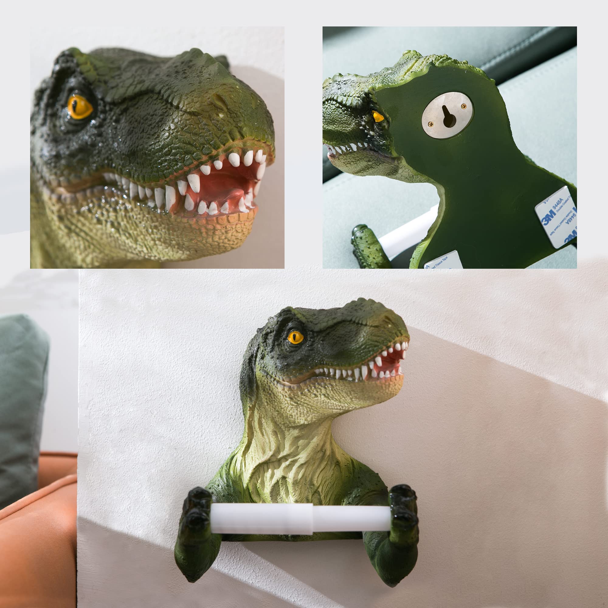 Banllis Dinosaur Toilet Paper Holder Wall Mount, Dino Towel Holder for ...