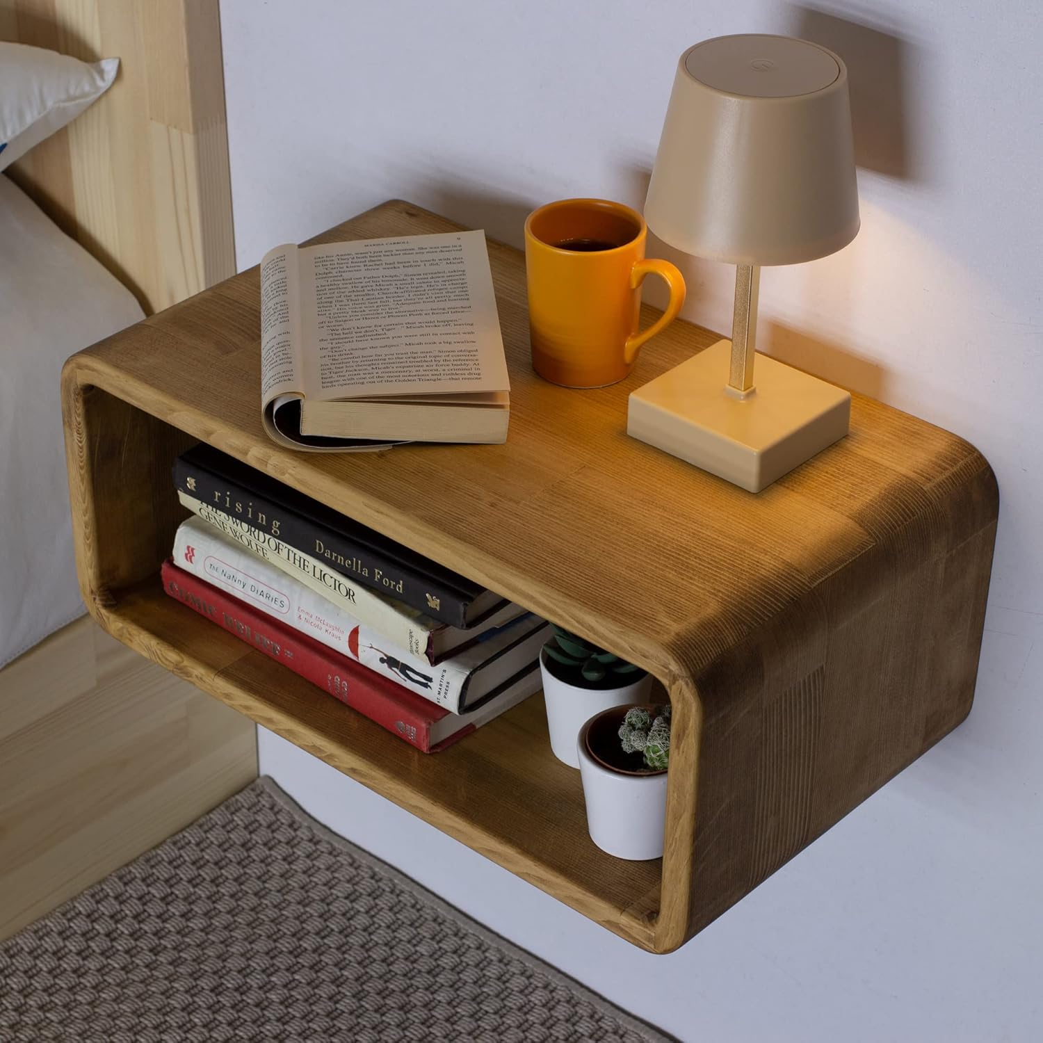 Amazon.com: Floating Nightstand Wooden, Bedside Table, Nightstand Shelf ...
