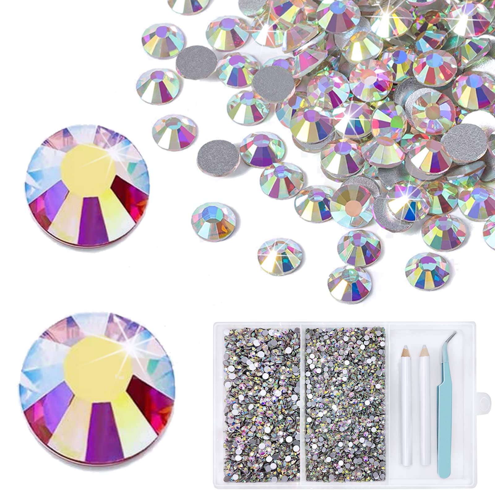 Amazon.com: Yhsheen Rhinestones for Crafts,2880 Pcs AB Flatback Gems ...