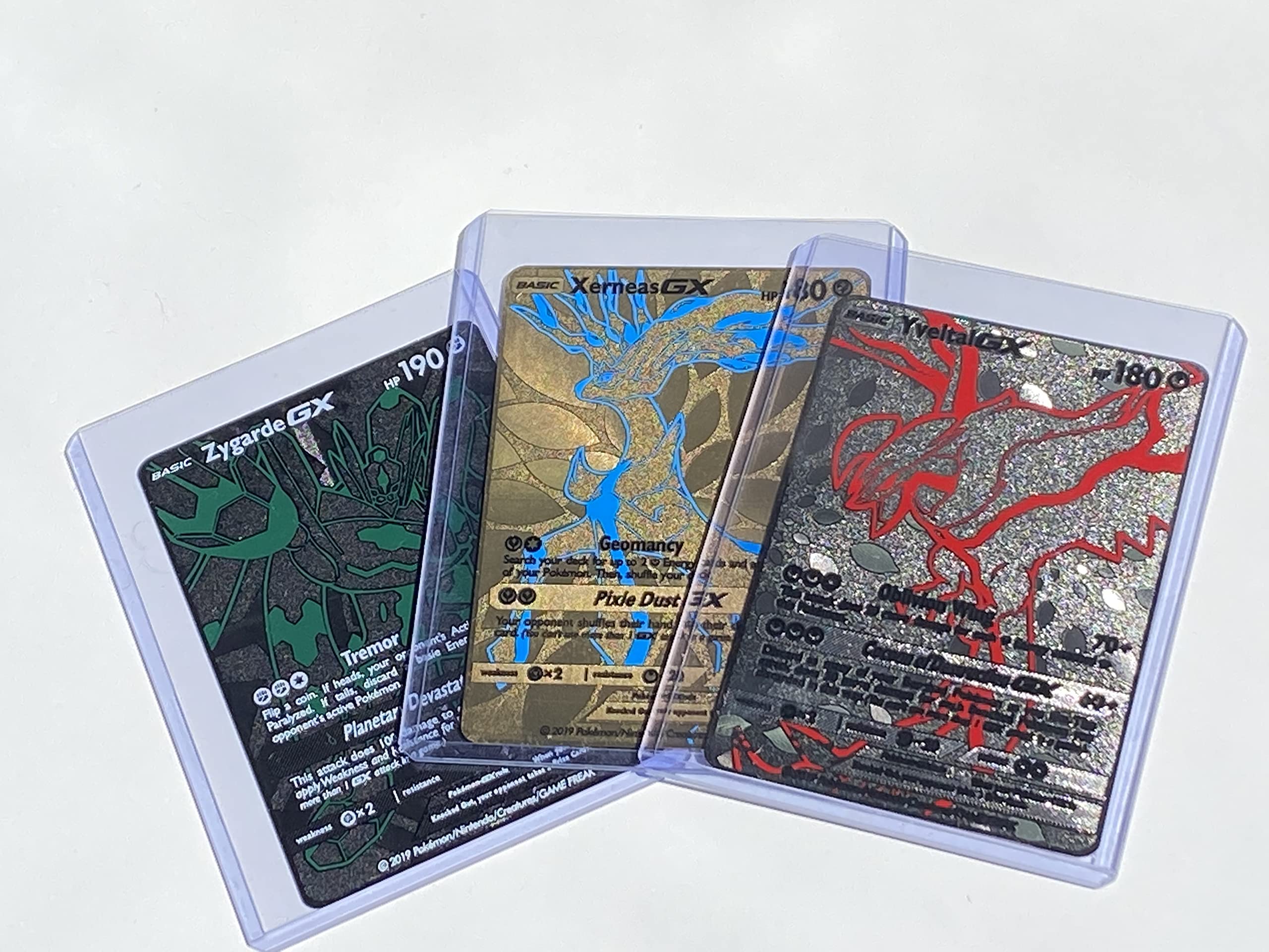 Gold Pokemon Zygarde Yveltal Zerneas Aura Trio Set Metal Card ...