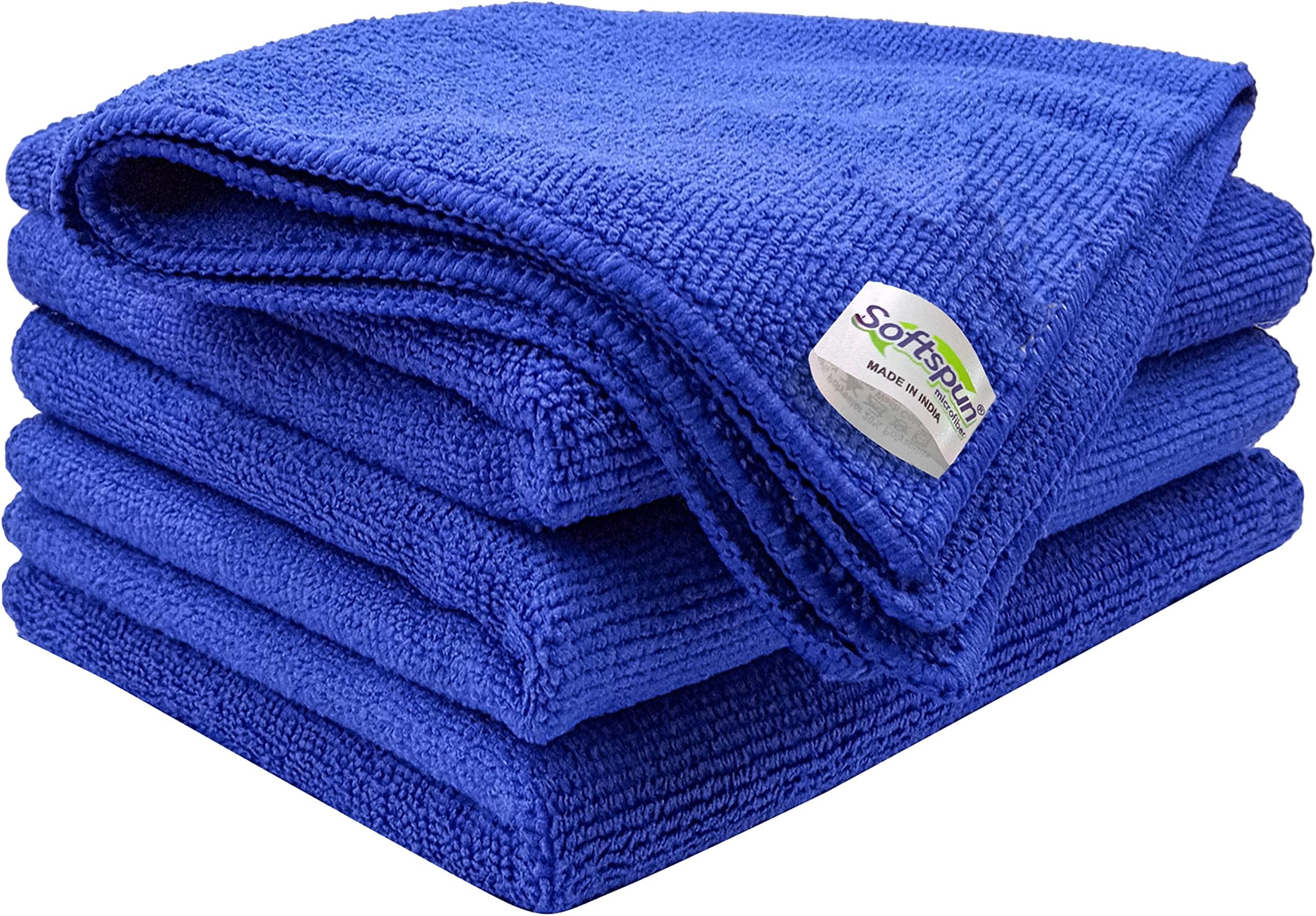 SOFTSPUN Microfiber Cloth - 4 pcs - 30 x 40 cms - 340 GSM - Blue ...