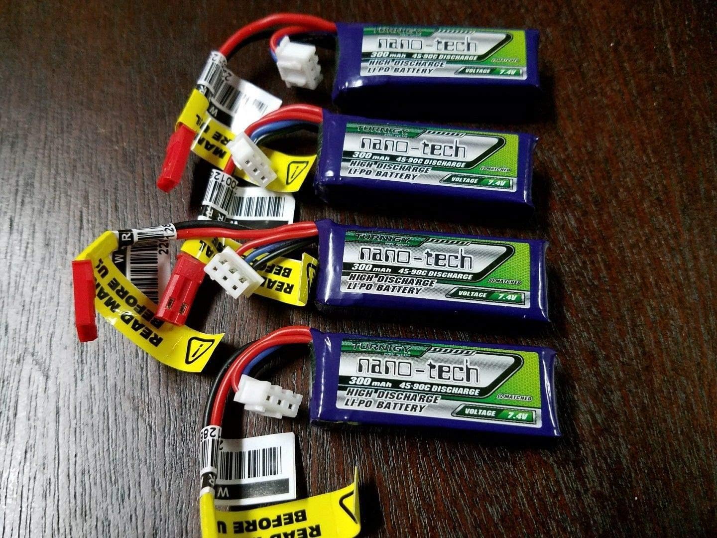 Amazon.com: 4 Pack TURNIGY Nano-TECH 300mAh 2S 7.4v 45-90C LIPO Battery ...