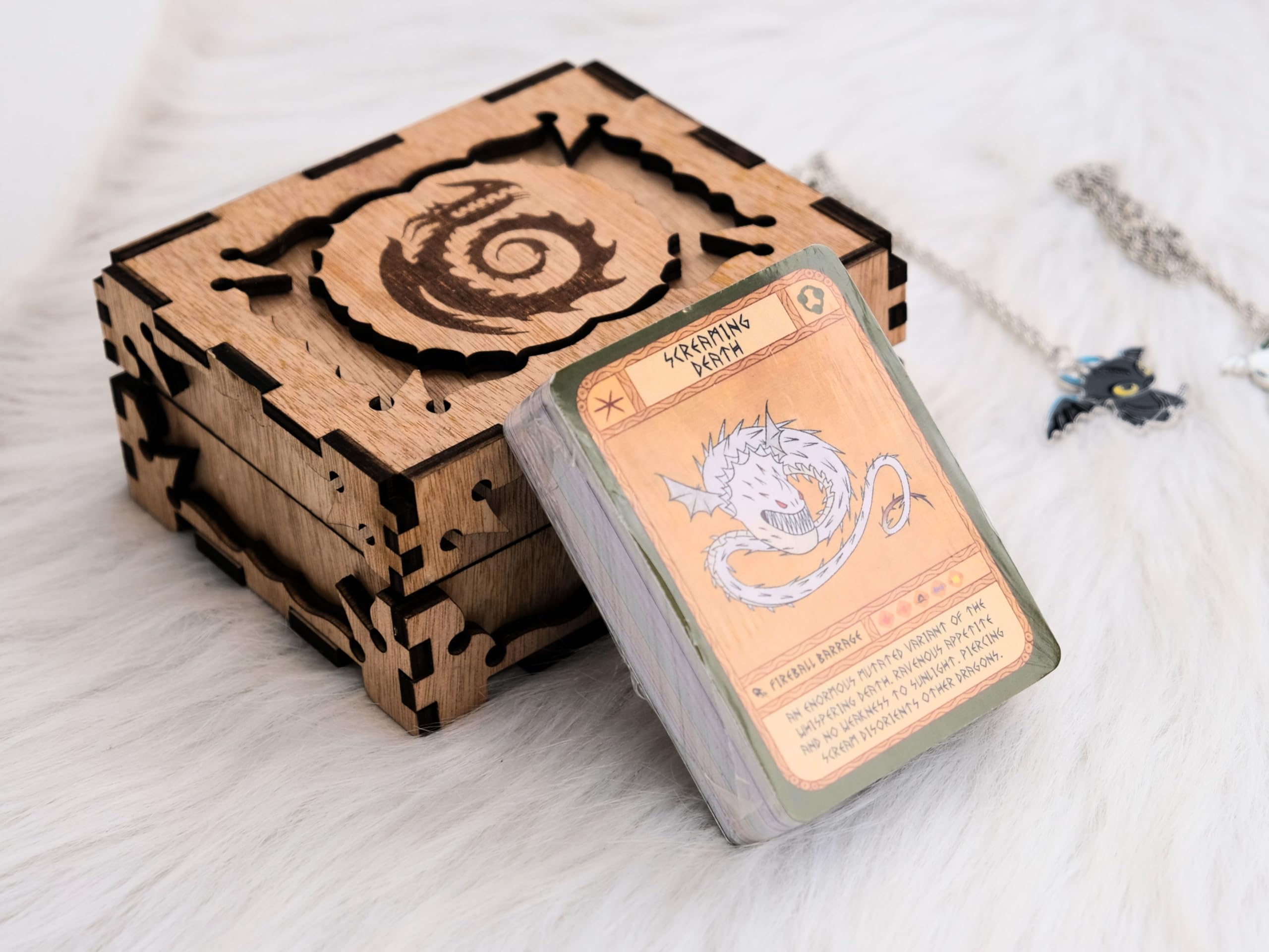Amazon.com: Dragon Playing Cards with Wooden Box, 64 Cards Update 87 ...