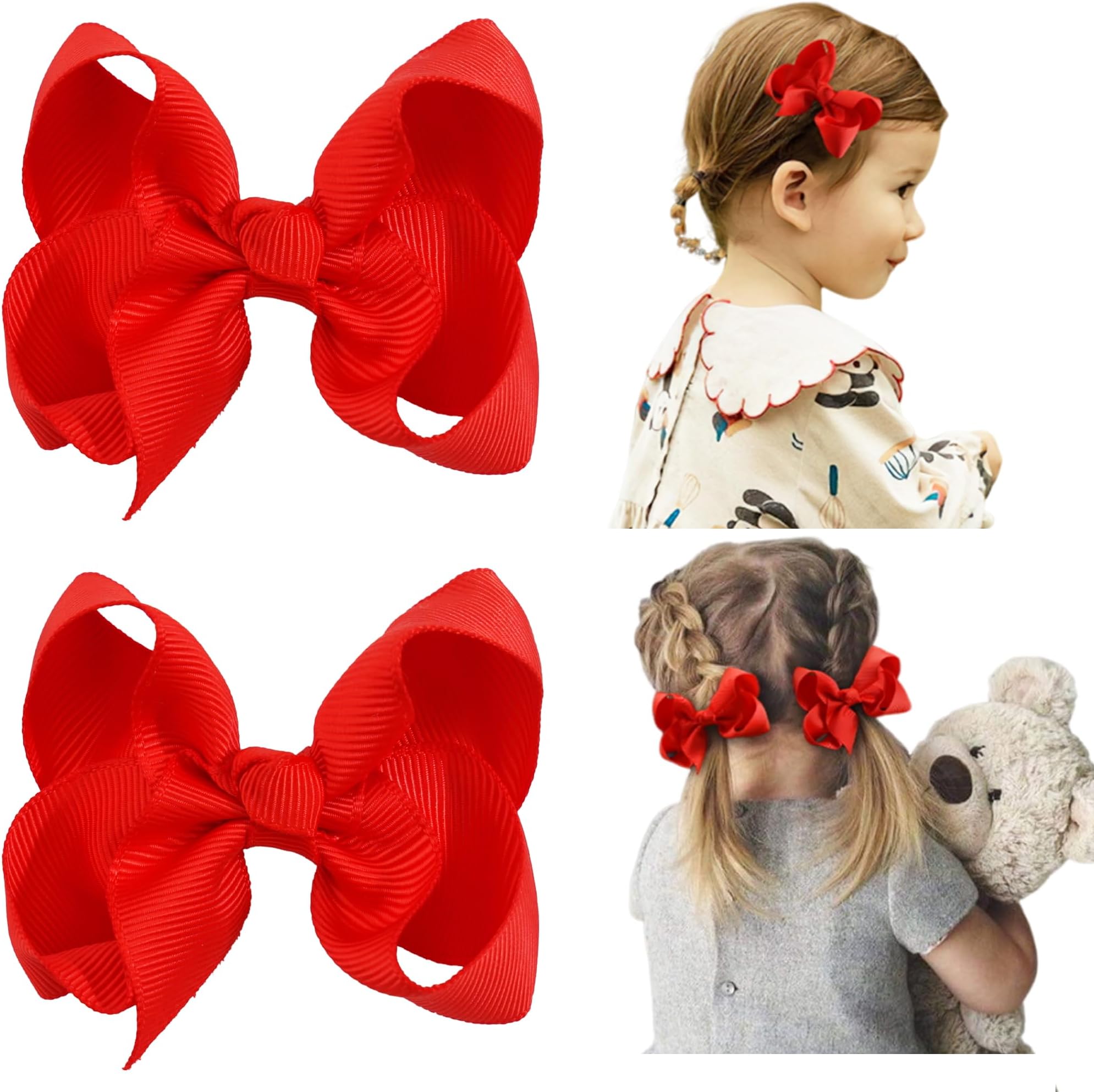 Amazon.com: LCLHB Christmas Element Ribbon Hair Bows Barrettes For ...