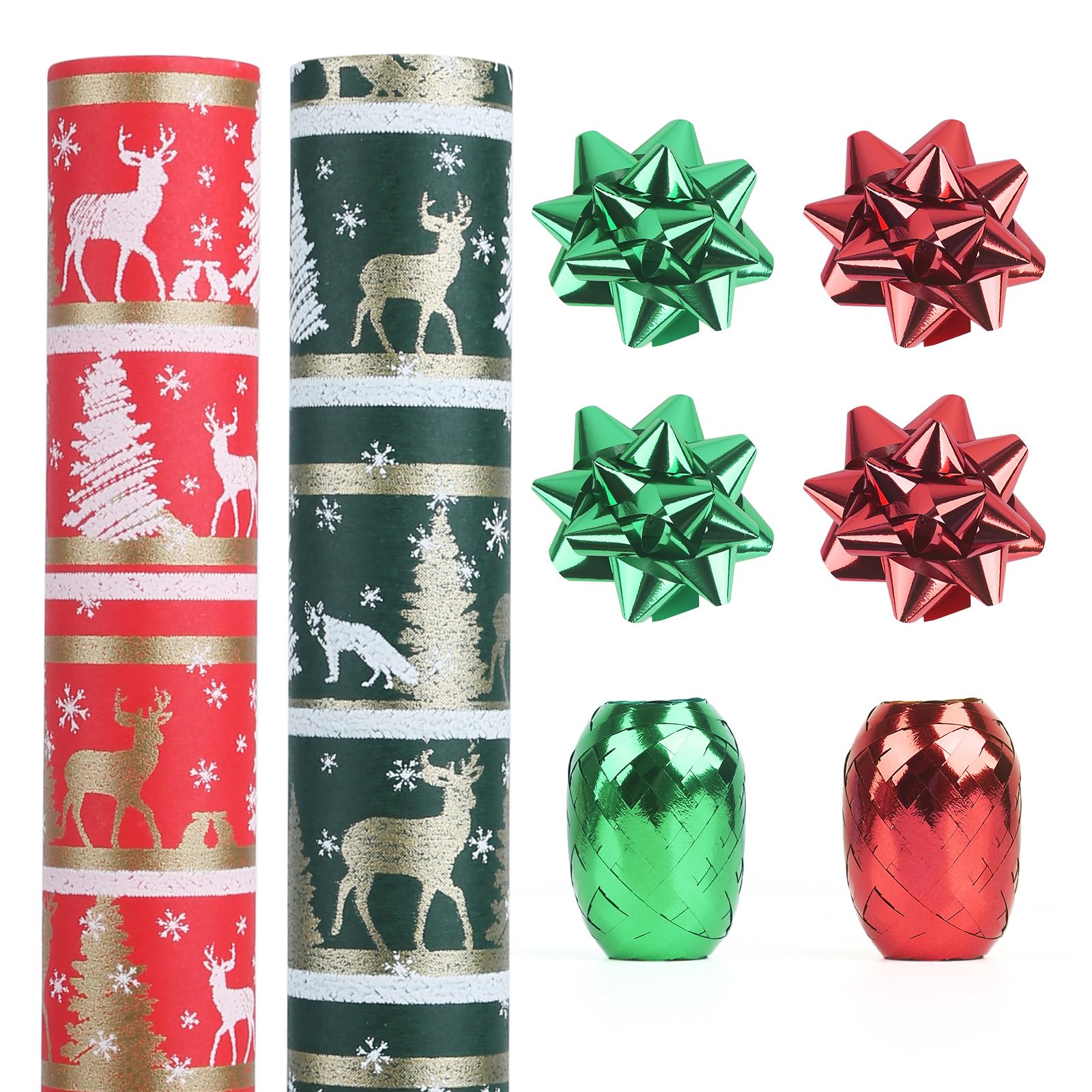Amazon.com: Happypapa Christmas Wrapping Paper Rolls, Kraft Wrapping ...