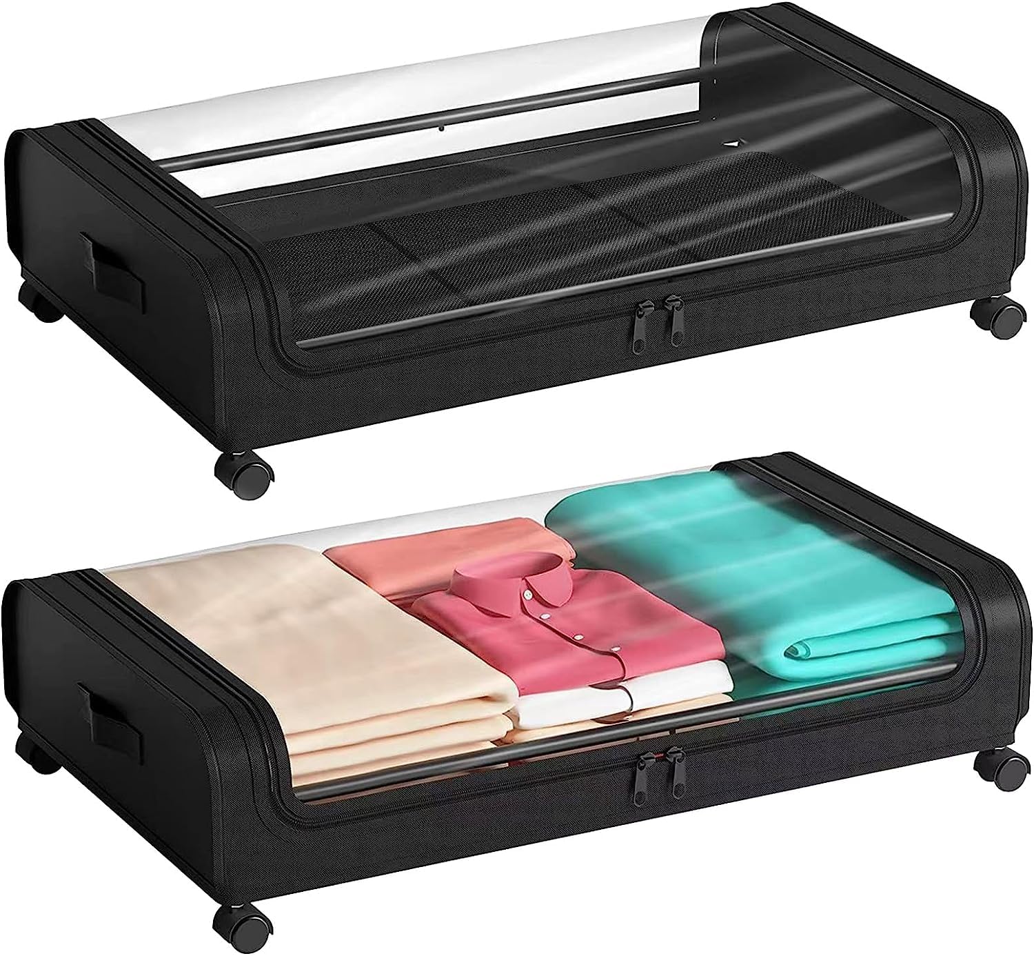 Amazon.com: Amersis Under Bed Storage with Wheels and Lid, Under Bed ...