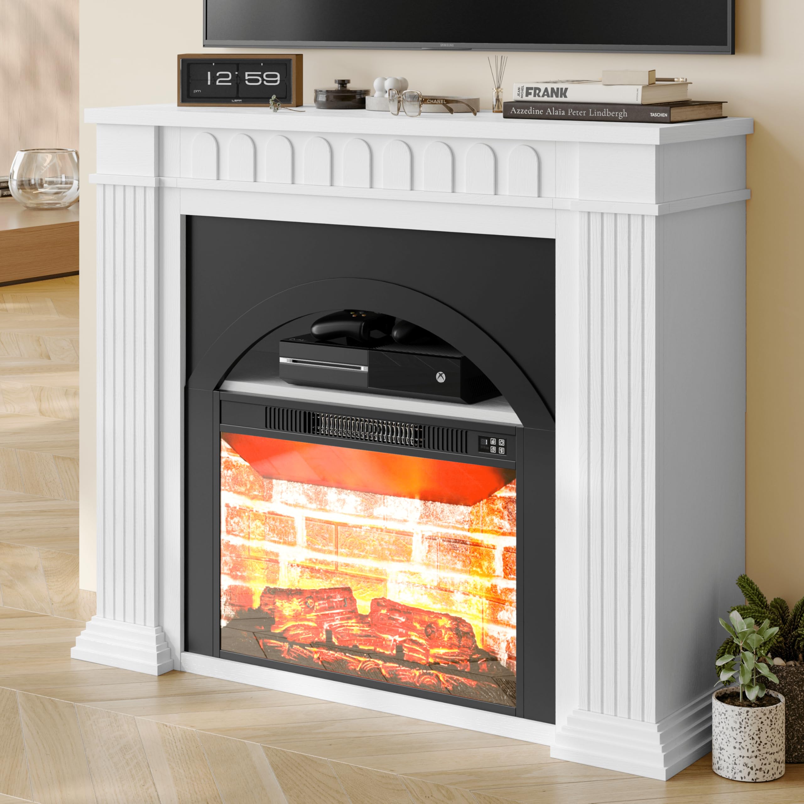Amazon.com: Electric Fireplace Mantel with Drawer, 44" TV Stand with ...