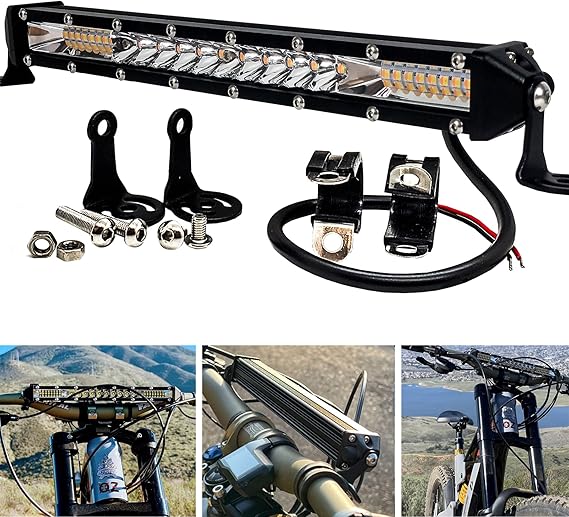 Amazon.com: OZ-USA E Bike White Amber Dual LED Light Bar Headlight with ...