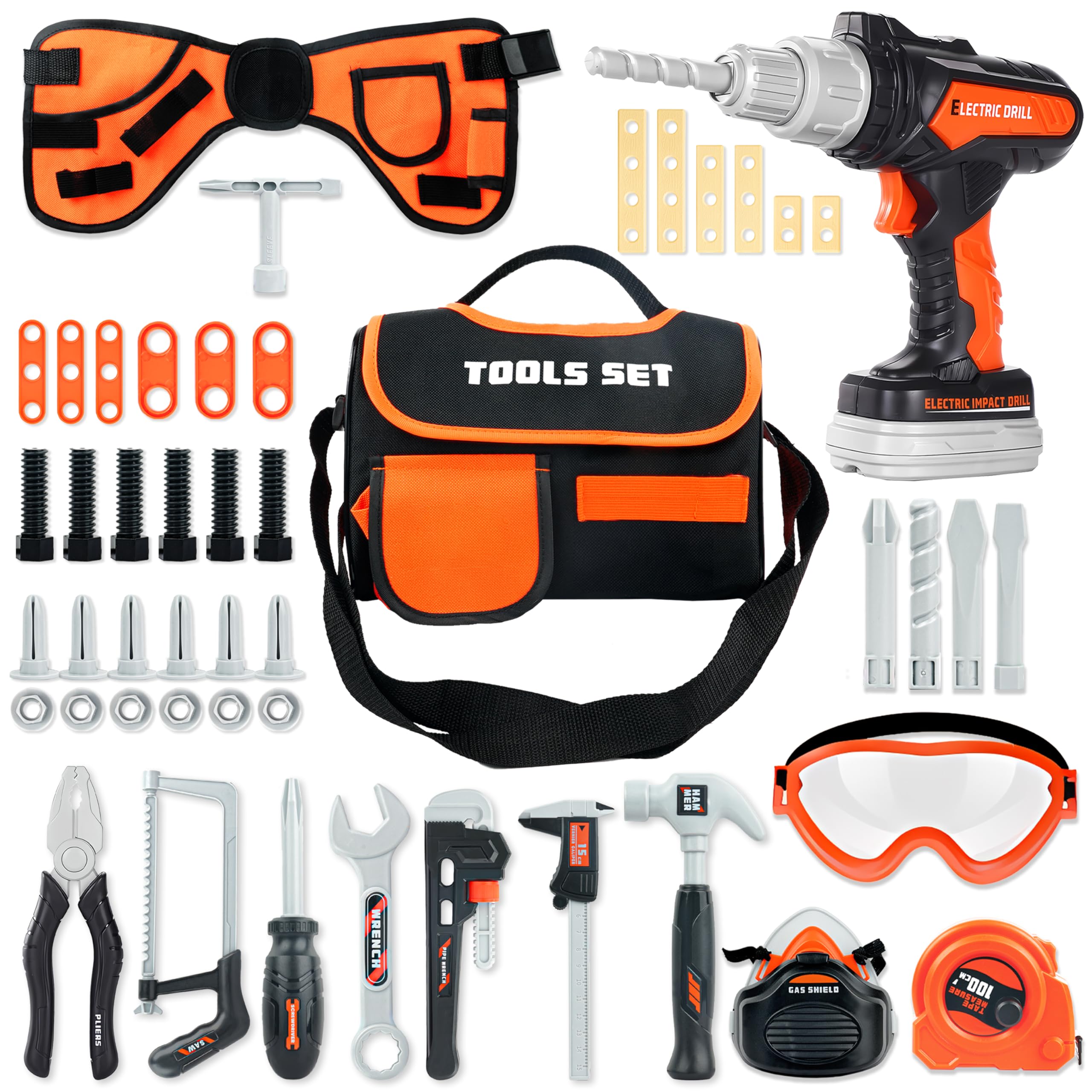 Kids Tool Set - 48PCS Toddler Tool Set with Electronic Toy Drill, Kid ...