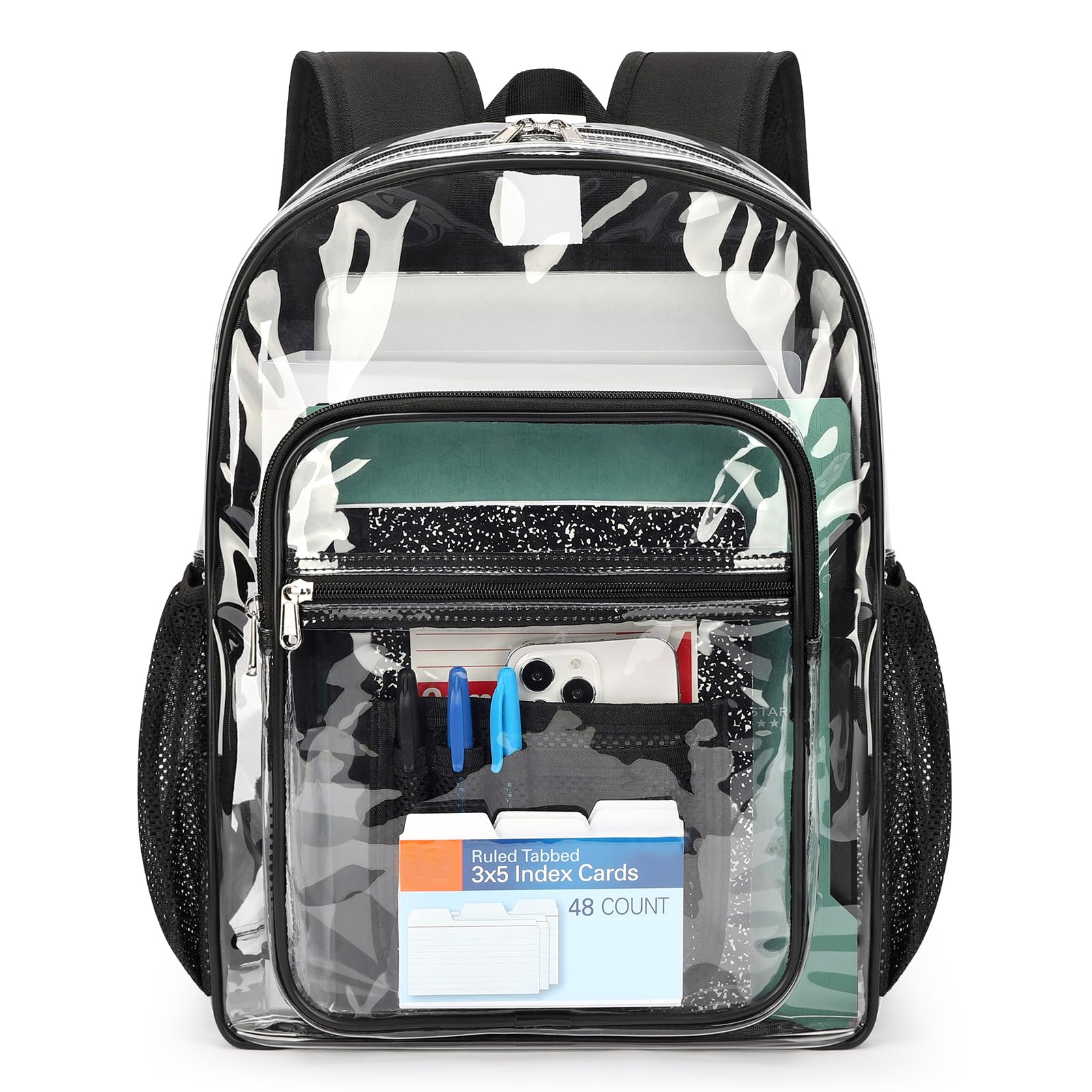 Amazon.com | ZORFIN Clear Backpack for School: Large Clear Bookbag with ...