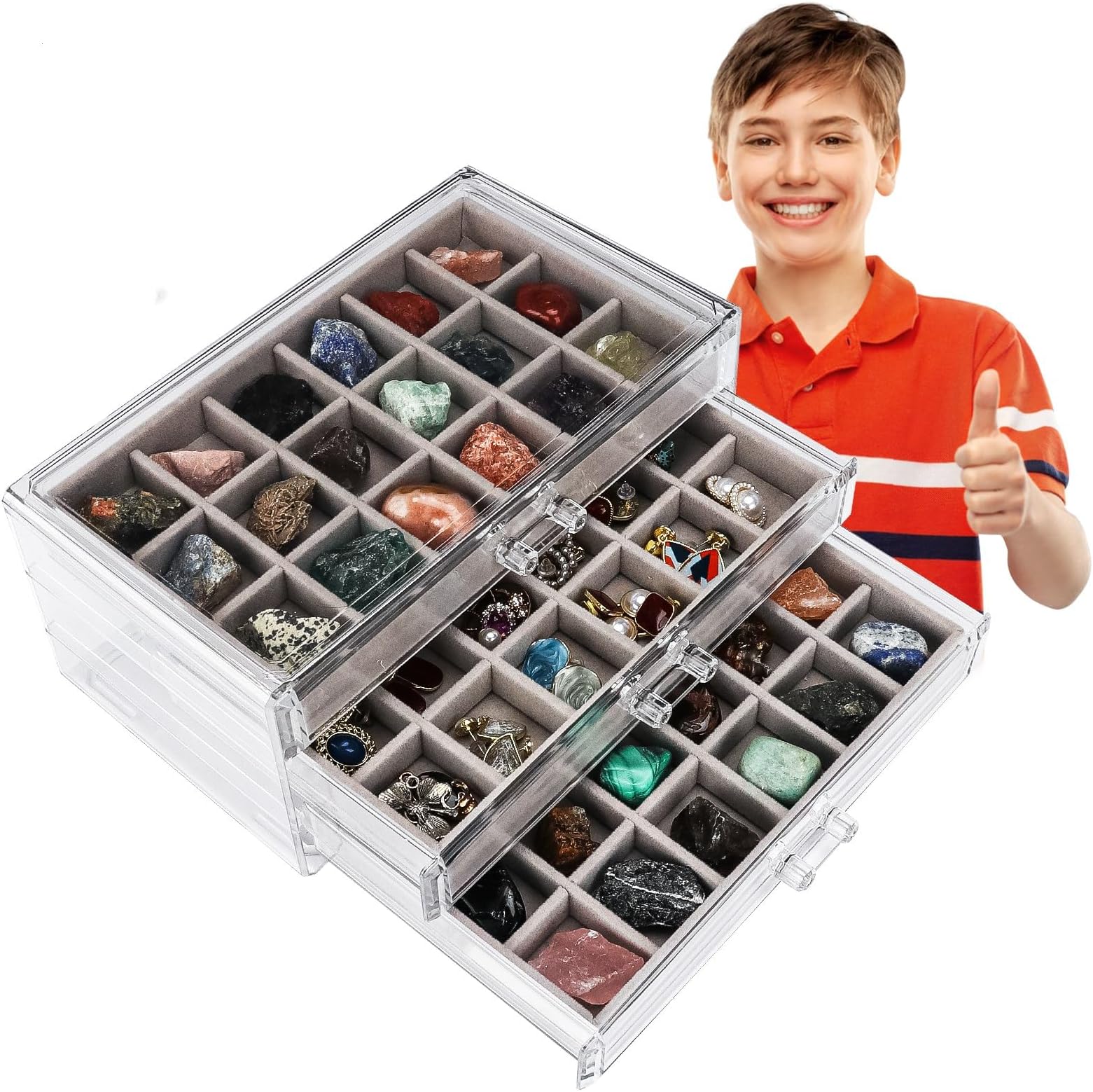 Amazon.com: Acrylic Rock Collection Display Case Rock Collection Box ...