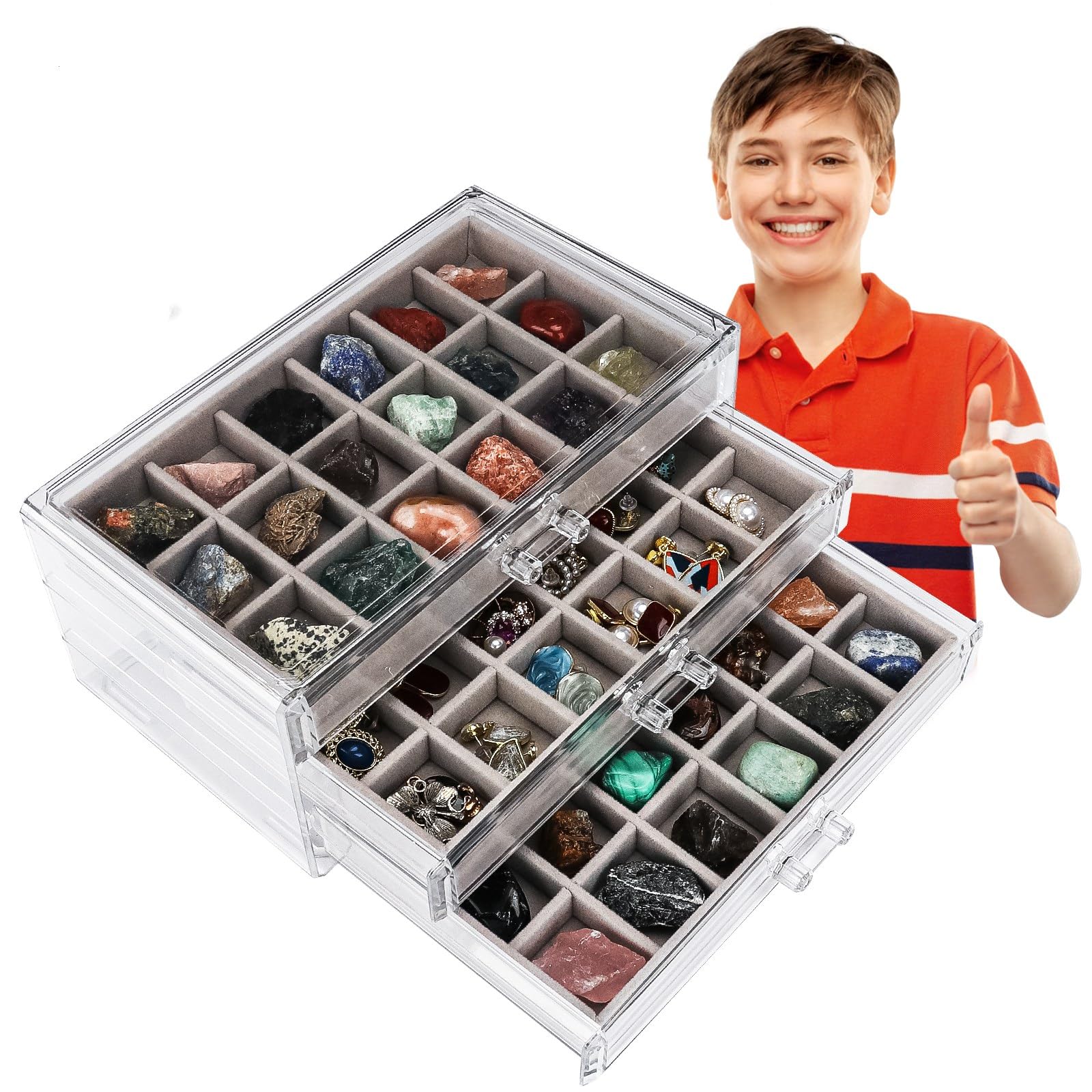 Amazon.com - BTYCityMao Rock Collections Box for Kids - Rock Display ...
